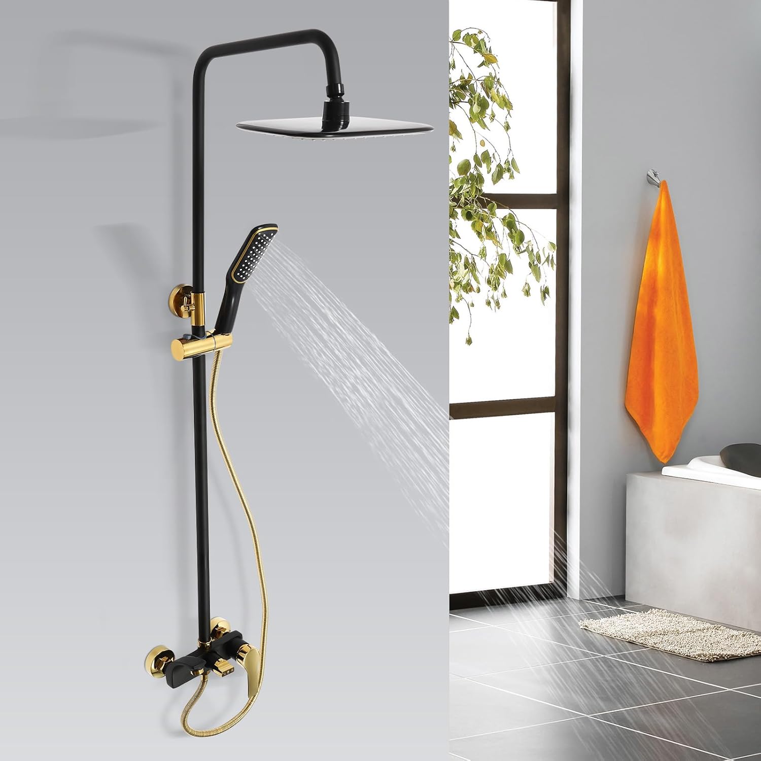 Apriltop Hot and Cold Shower Set, Bathroom Shower Tap, 33.46-49.21 Inch ...