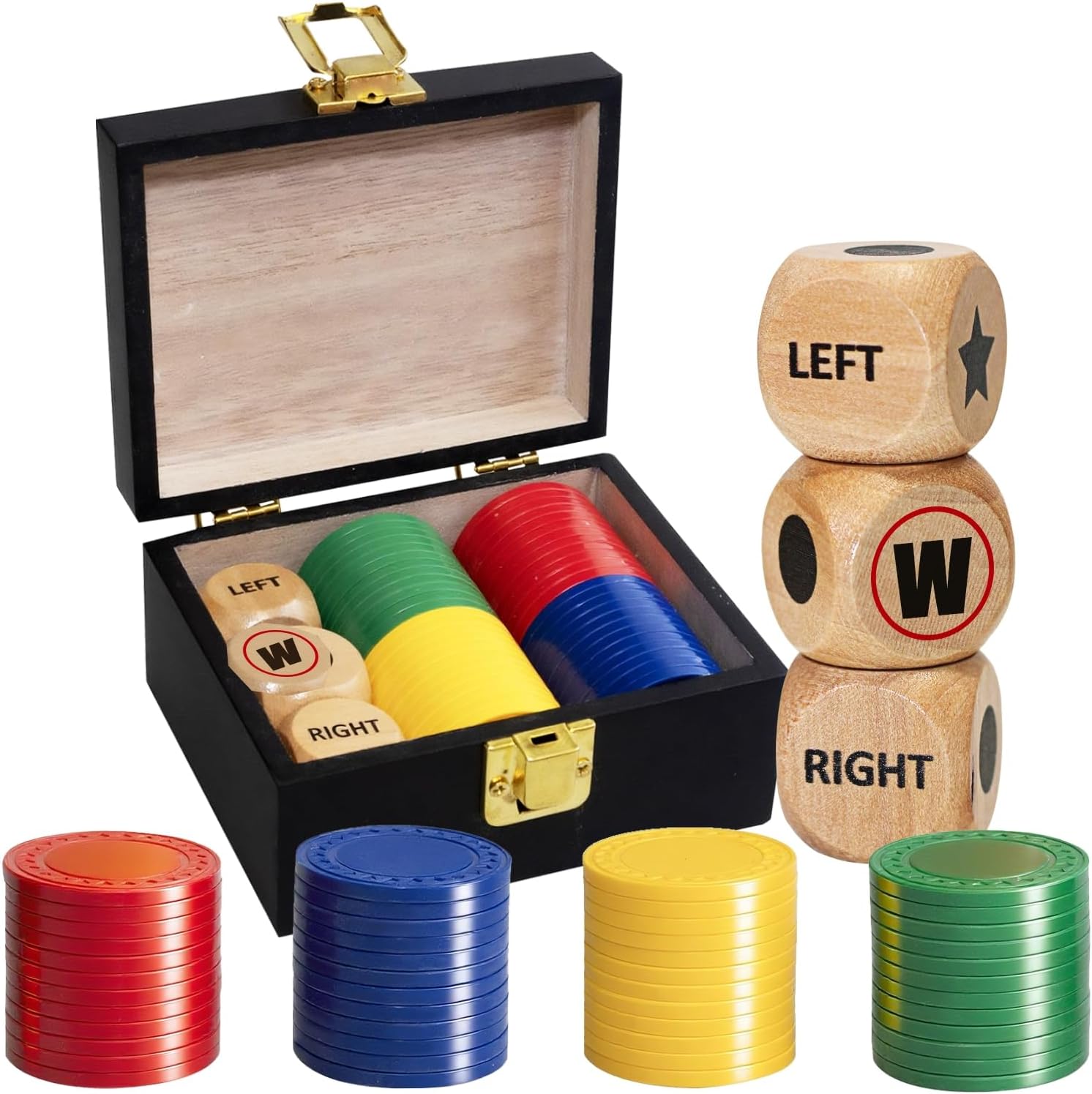 Amazon.com: Aikgidtt Left Right Roll Dice Game Wild Set | 3 Wood Dices ...