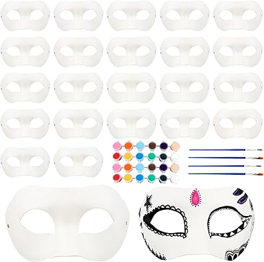 Amazon.com: 24 Pack White Paper Masks Half Face DIY Blank Masks ...