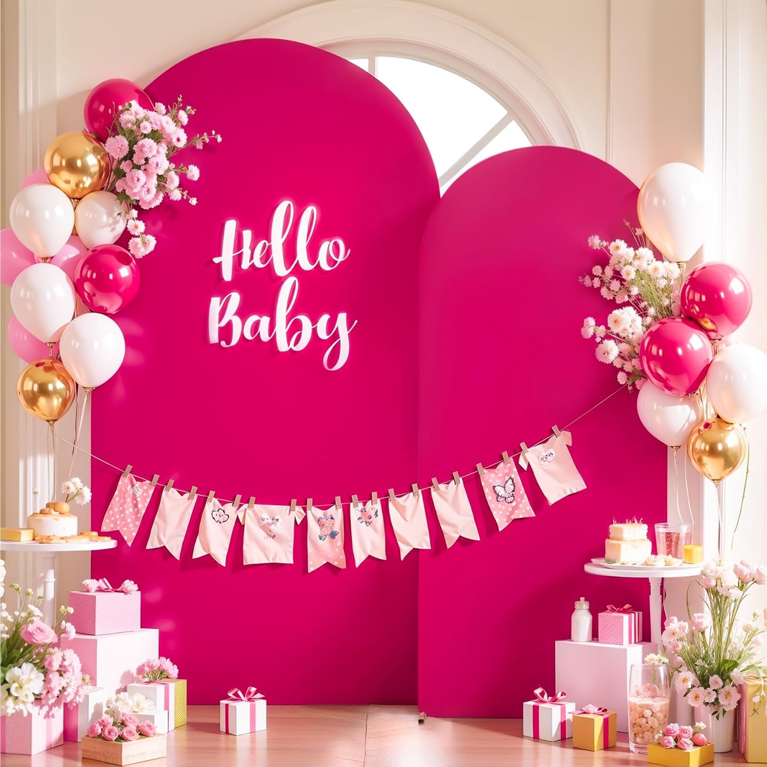 Amazon.com : Hot Pink Arch Backdrop Cover Set of 2 Wedding Arch Covers ...