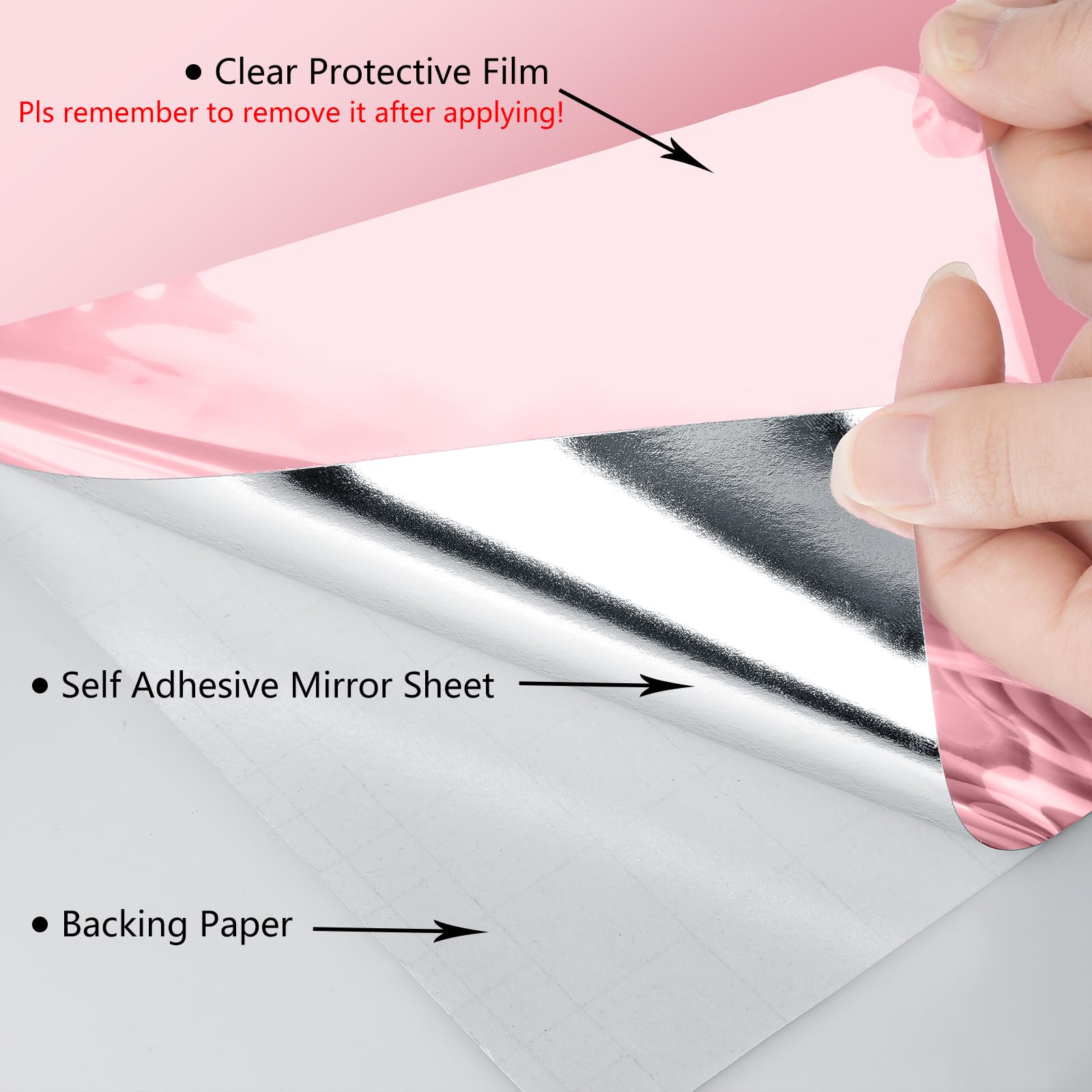 Snapklik.com : 15.8"x80" Rose Gold Mirror Stickers Flexible Mirror ...