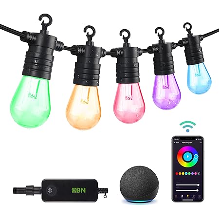 Amazon.com : 48FT Color Changing Outdoor String Lights, RGB Cafe LED ...