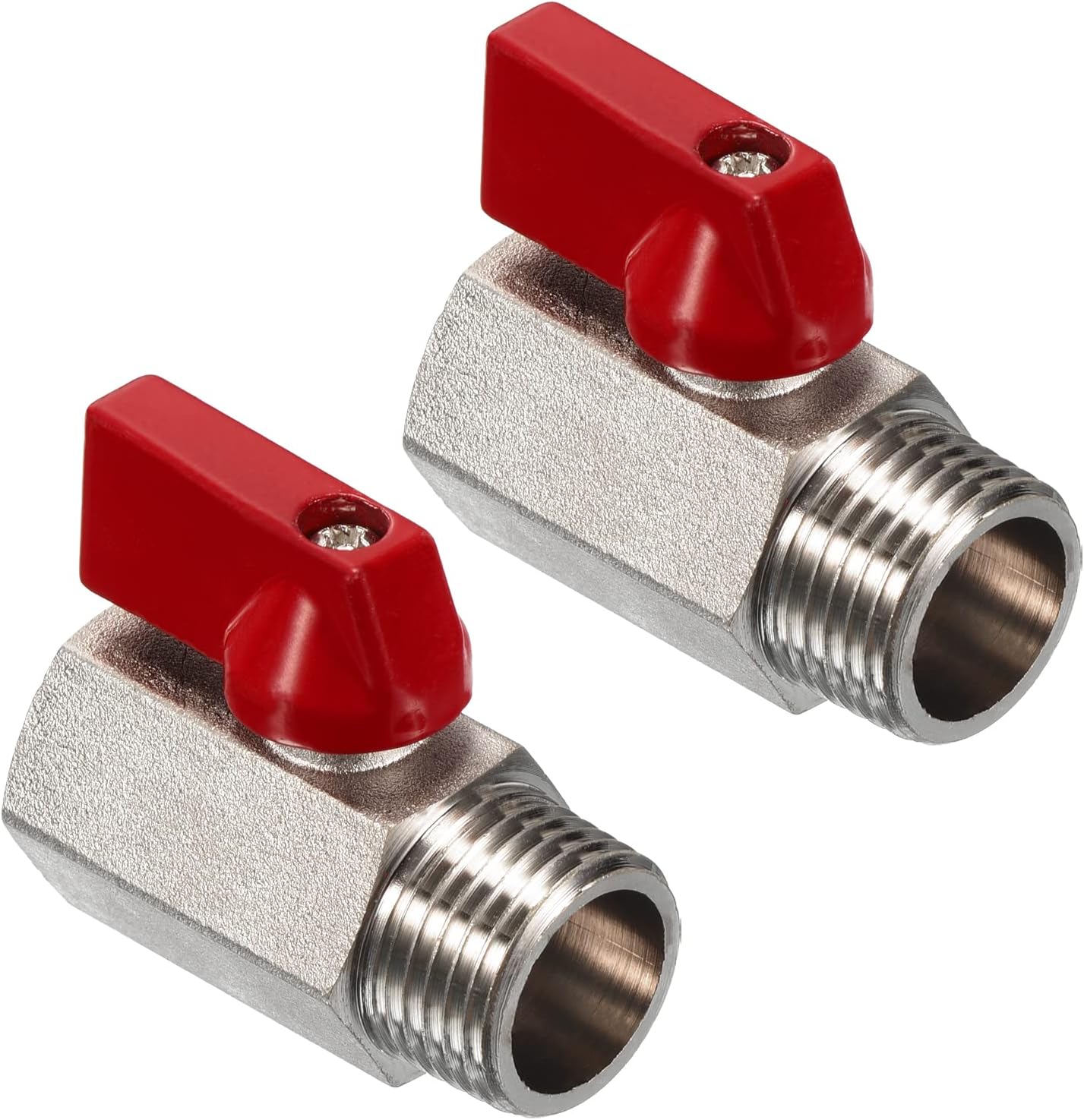 PATIKIL 1/2 NPT Brass Mini Ball Valve, 2 Pack NPT Female to Male Shut ...