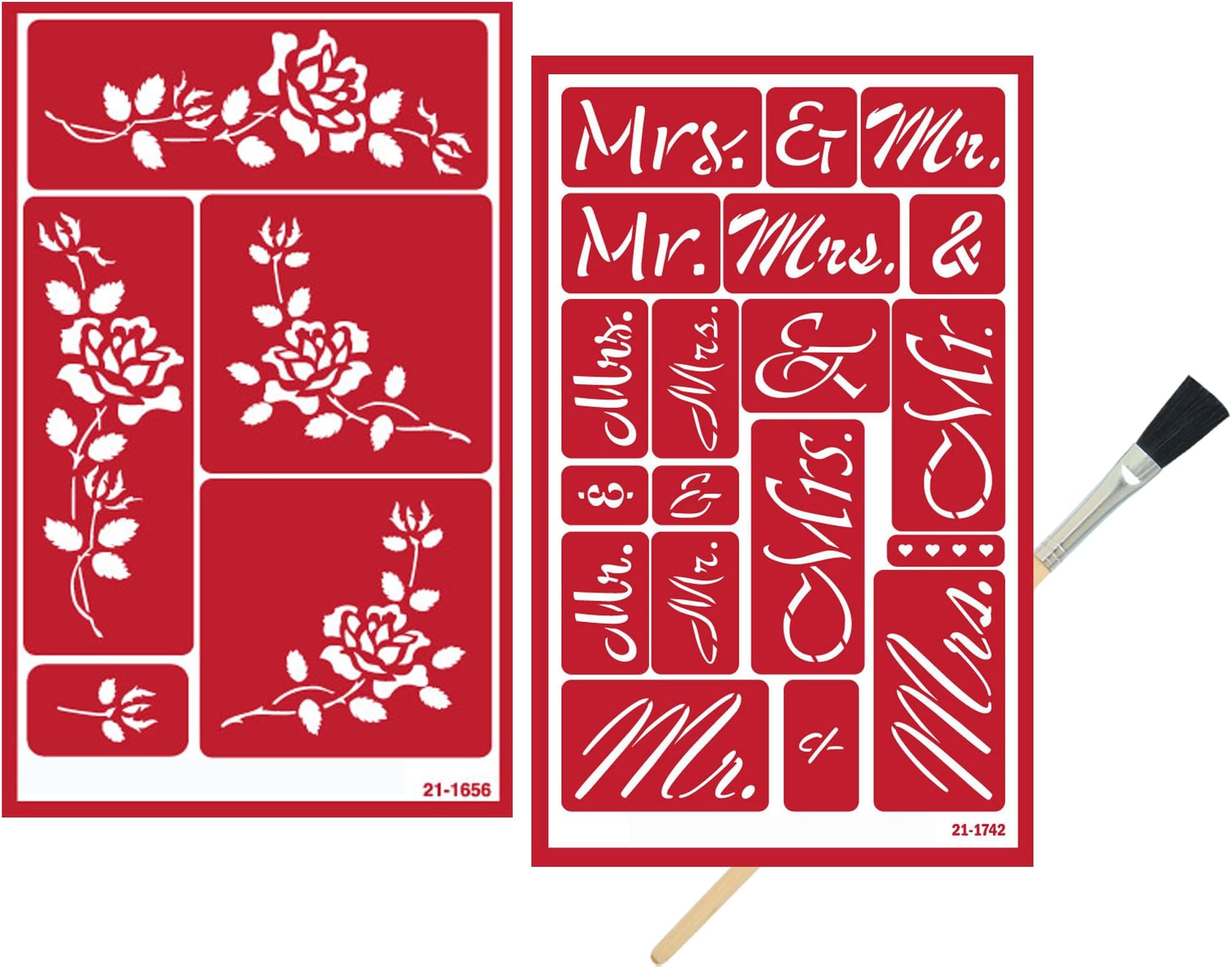 Amazon.com: 2 Glass Etching Wedding Stencils - Reusable Etch Template ...