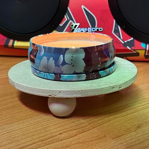 100% Natural Travertine Footed Tray – Round Stone Display Pedestal ...