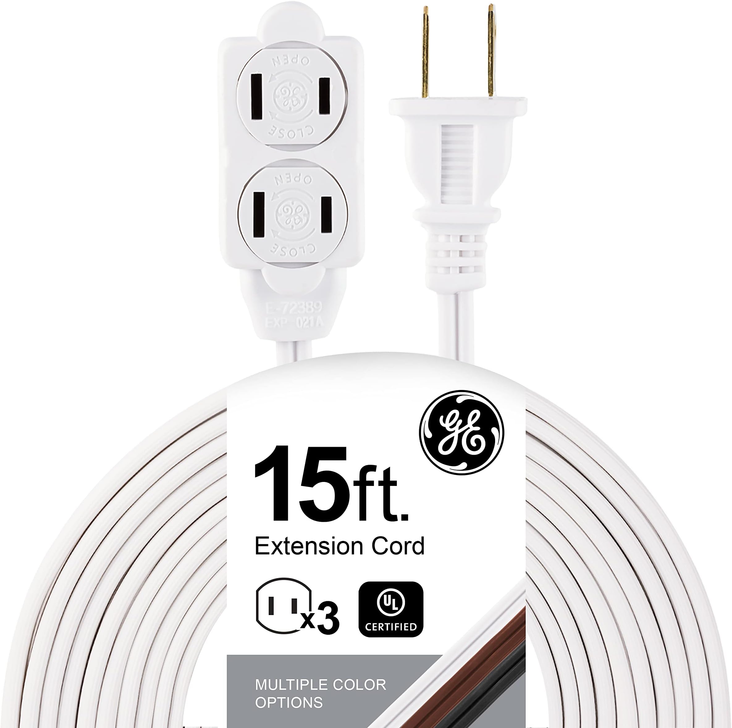 BindMaster 15 Feet Extension Cord/Wire, 3 Prong Grounded, 3 outlets ...