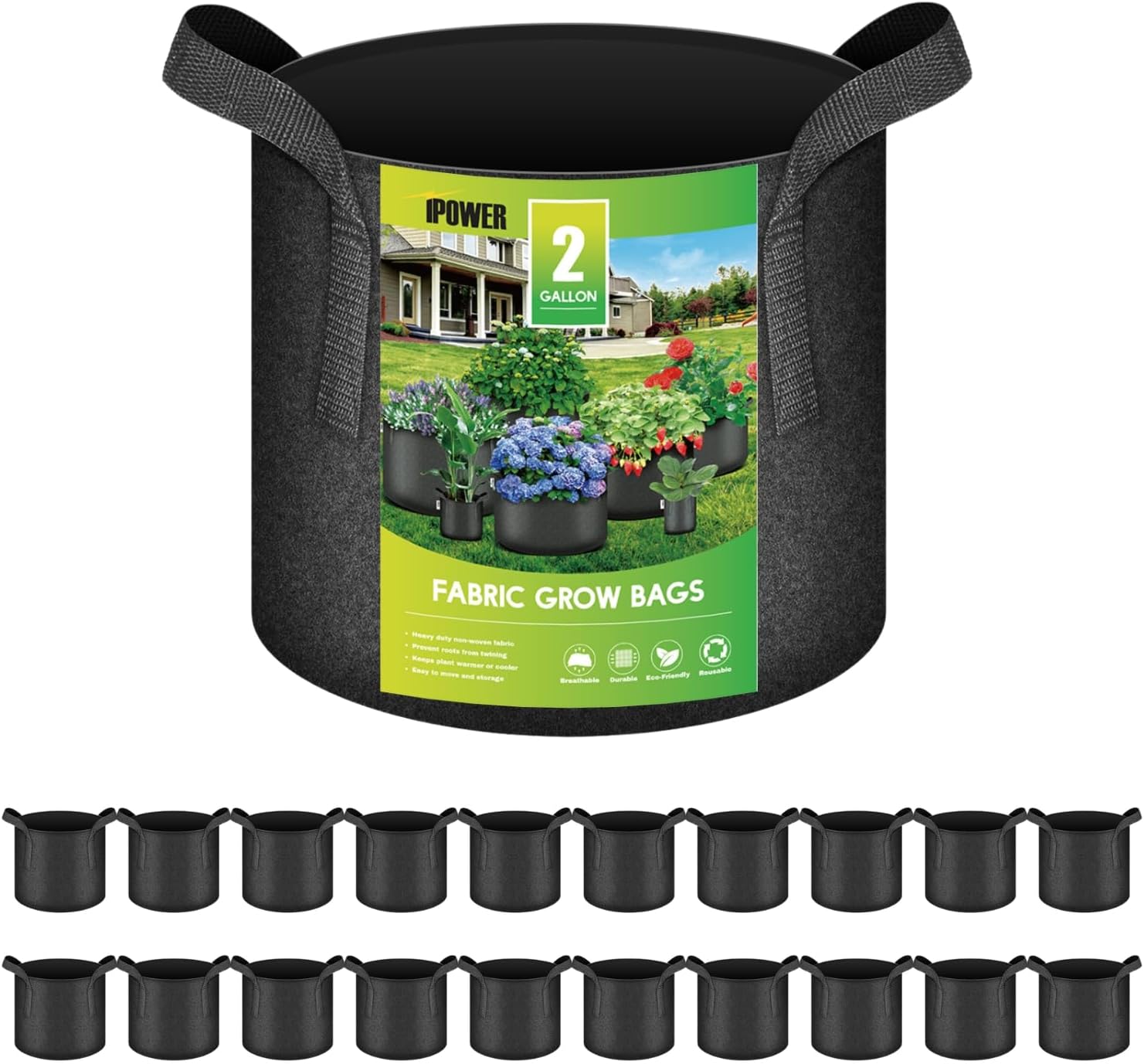 Amazon.com : iPower 20-Pack 2 Gallon Grow Bags 300G Thick Nonwoven ...