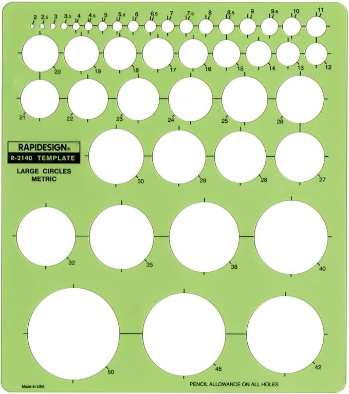 Amazon.com : Rapidesign Metric Large Circles Template, 1 Each (R2140 ...
