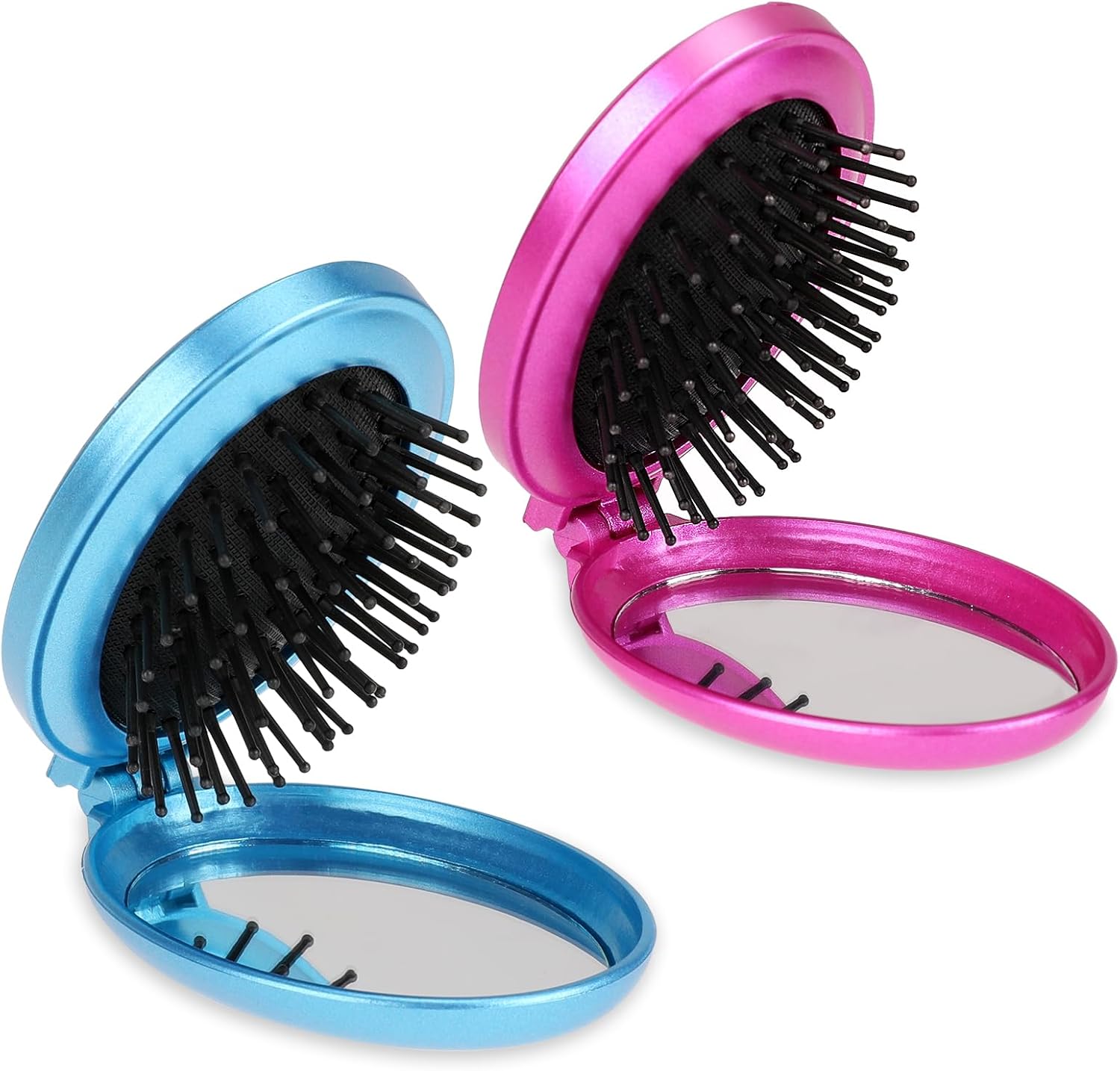 Travel Folding Brush with Mirror,2 Pcs Mini Hair Brush Elliptical ...