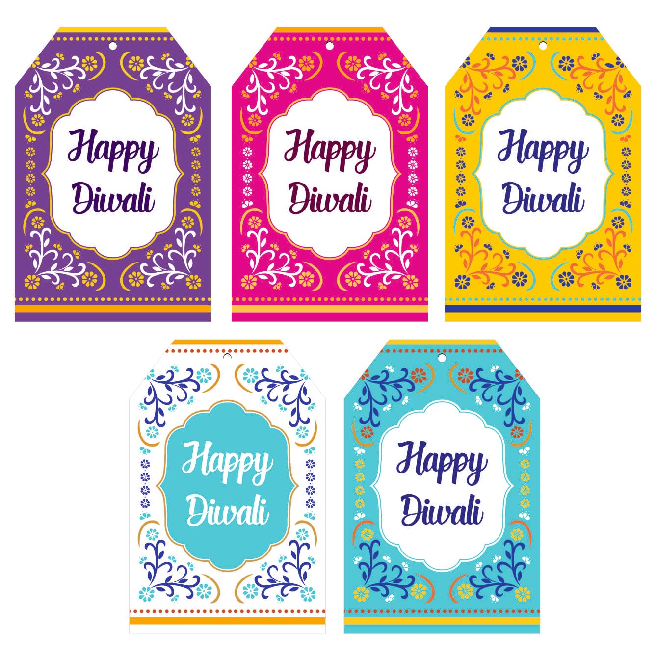 SVM CRAFT® Diwali Gift Tags - Ethnic Design Happy Diwali Multicolored ...