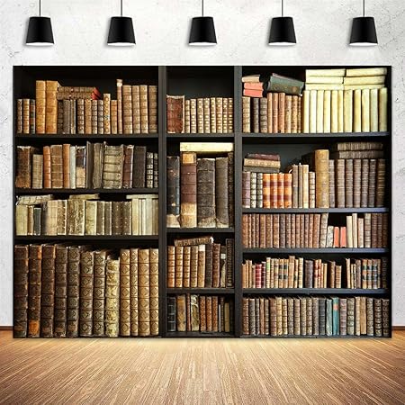 Amazon.com : Vintage Retro Backdrop Bookcase Office Backdrop Library ...