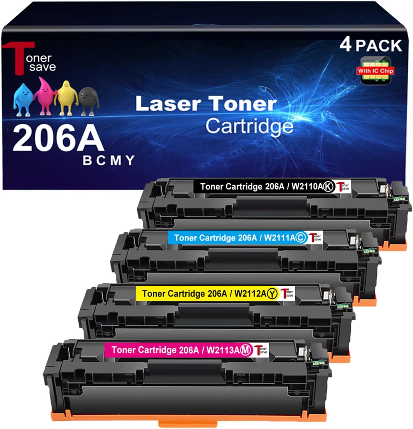 Amazon.com: 206A (with chip) High Yield 4-Pack Compatible for HP 206X 206A Toner Cartridges for ...