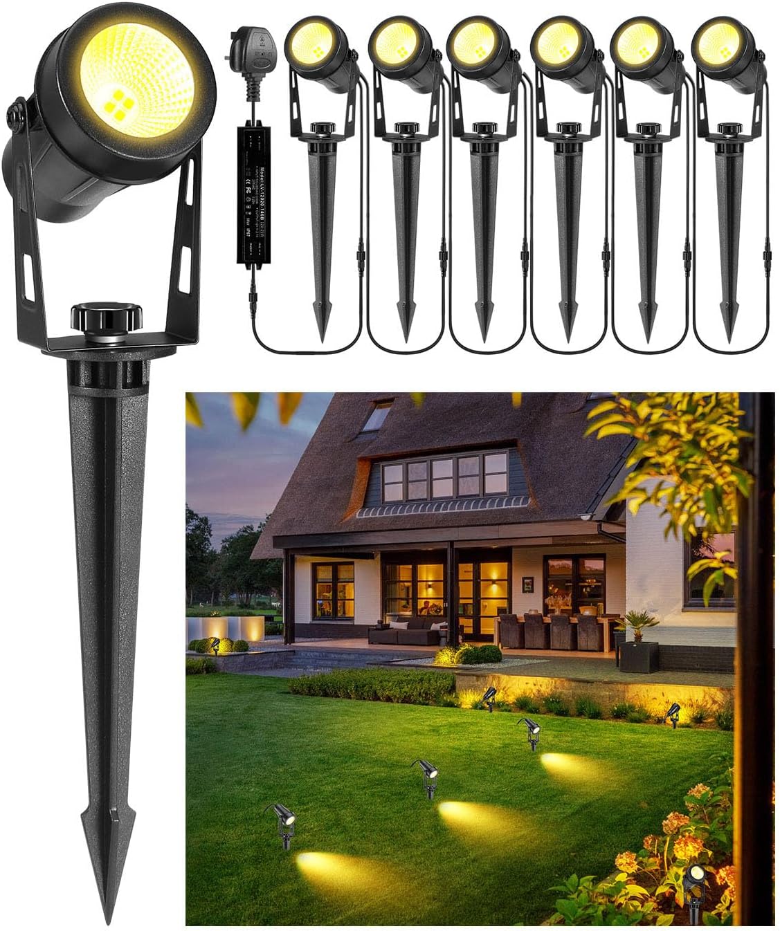 GreenClick Garden Spot Lights Mains Powered,12V Garden Spotlights IP65 ...