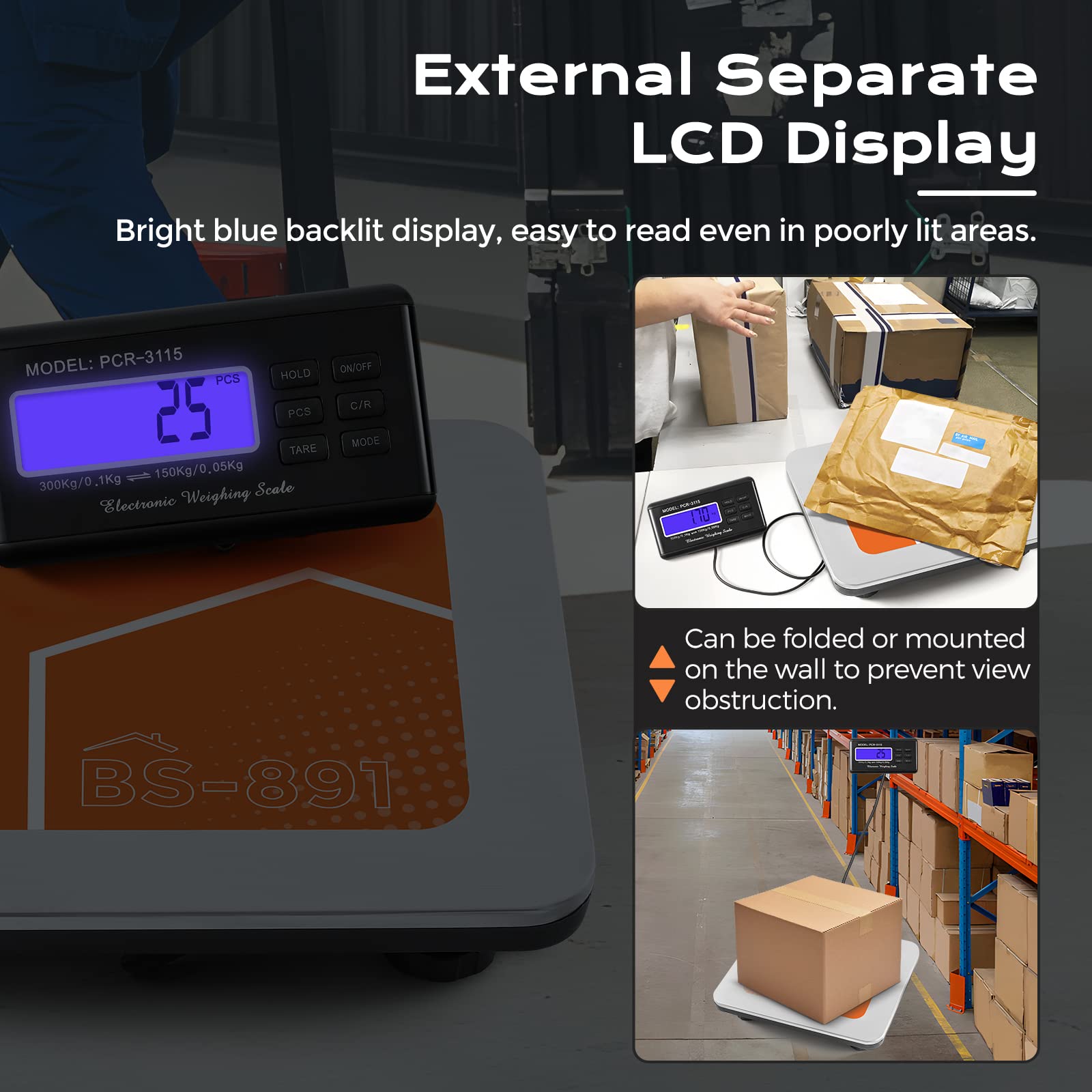 Bonvoisin Postal Scale Digital 300kg/ 660lb Parcel Shipping Scale kg/oz ...