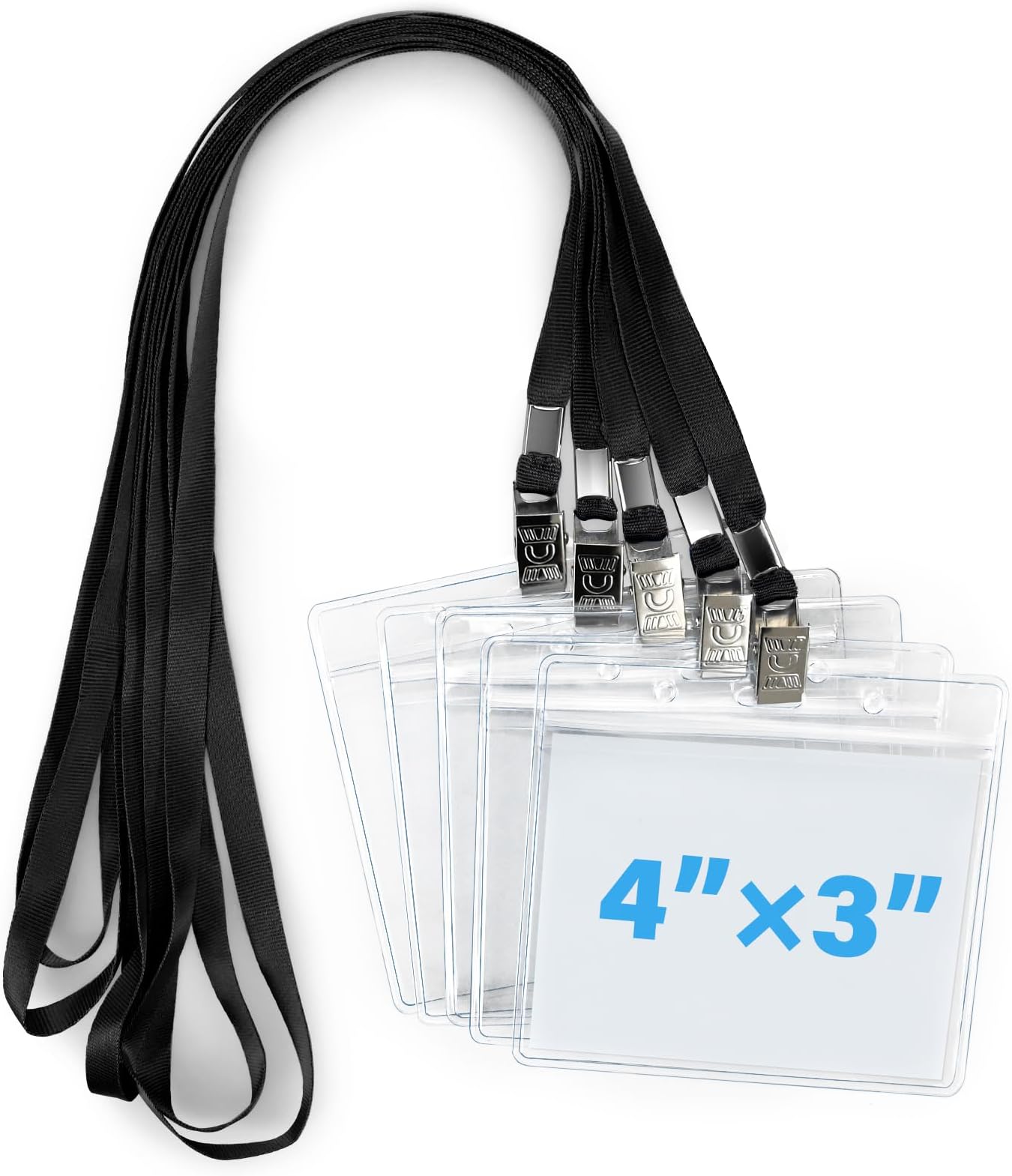 Amazon.com : 50 Pack Clear Plastic Vertical Name Tag Badge Holder and ...