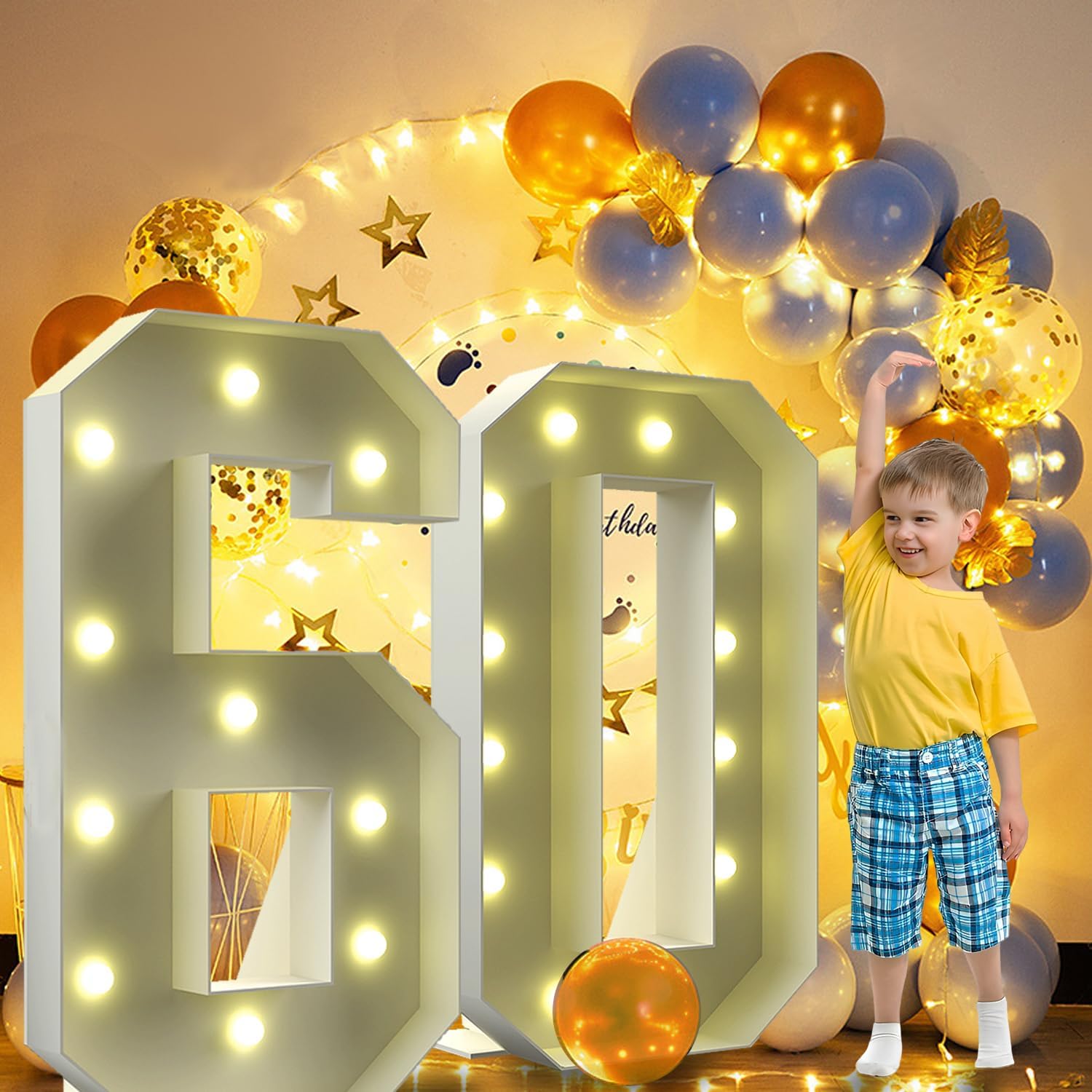 Amazon.com: 4FT Marquee Light up Numbers, 60 Mosaic Numbers Frame for ...