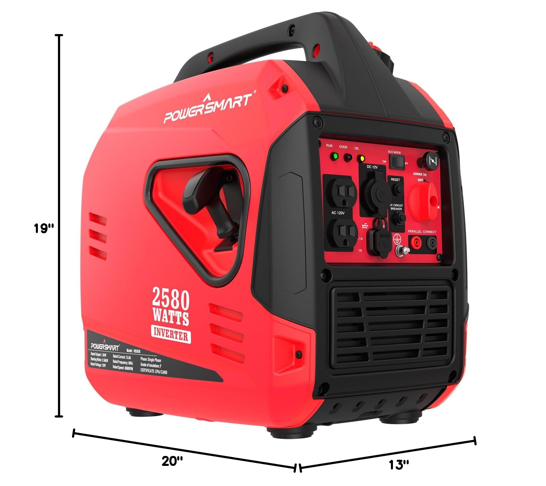 PowerSmart 2580-Watt Super Quiet Portable Inverter Generator, Ultra ...