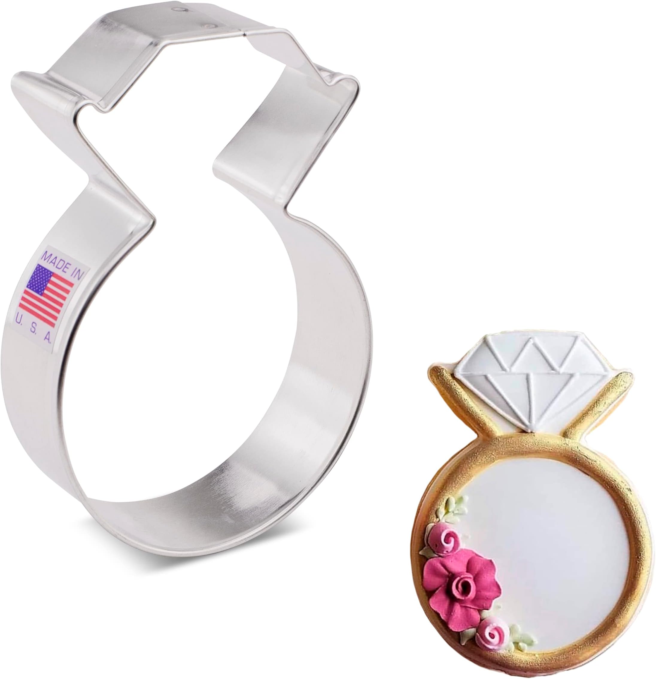 Amazon.com: Diamond Solitaire Engagement Ring Cookie Cutter for Bridal ...