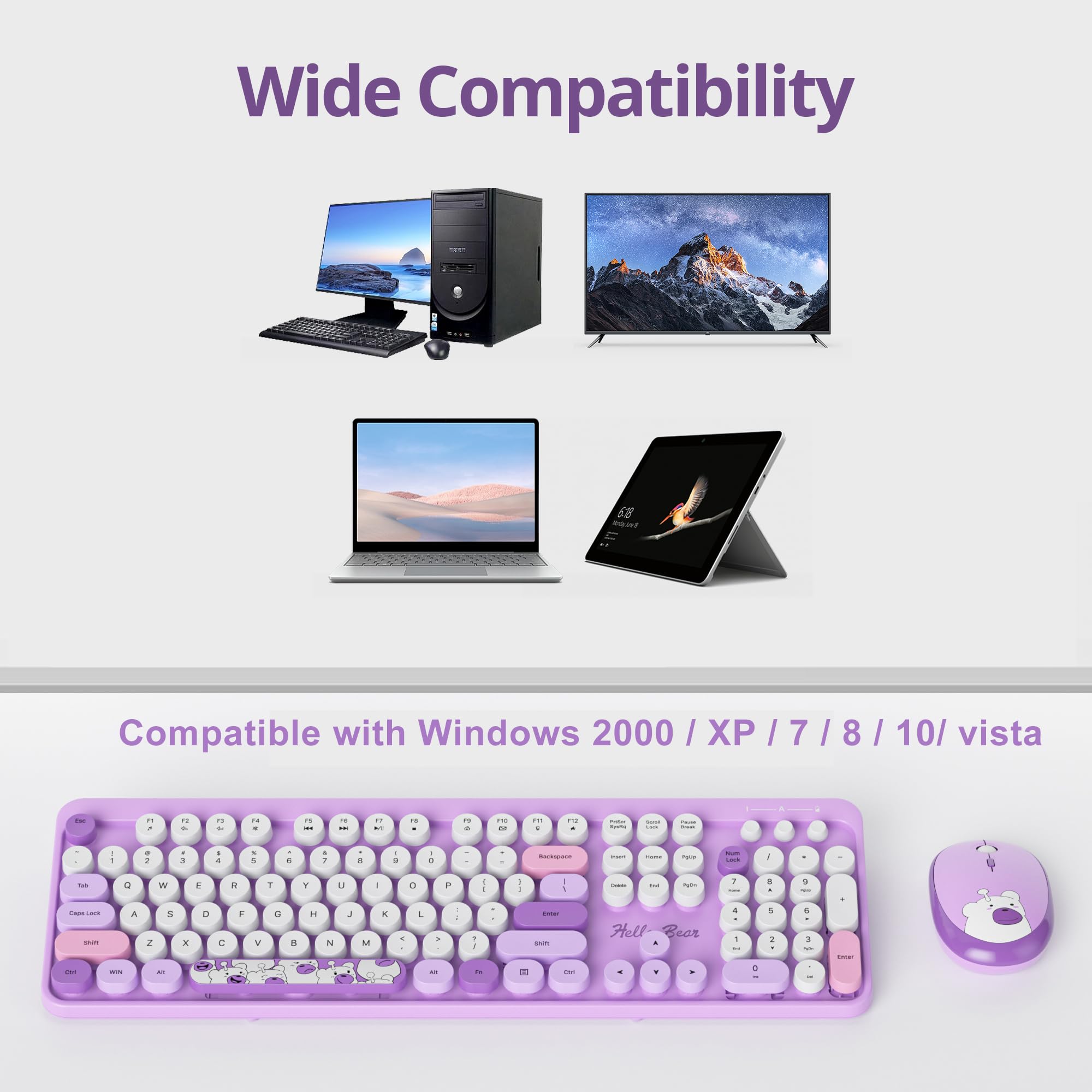 Snapklik.com : Fogruaden Wireless Keyboard And Mouse Combo 2.4GHz Retro ...