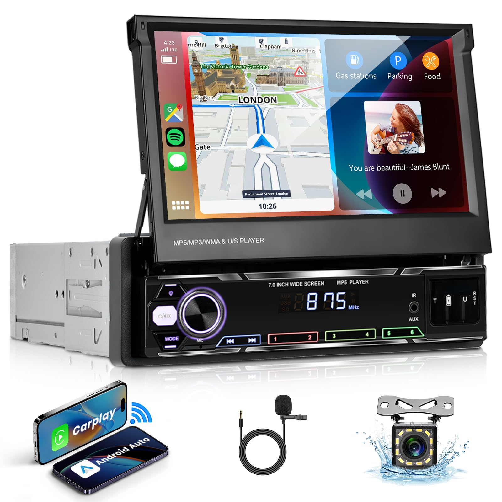 Amazon.com: Wireless CarPlay Car Stereo 7 Inch Single Din Touchscreen ...