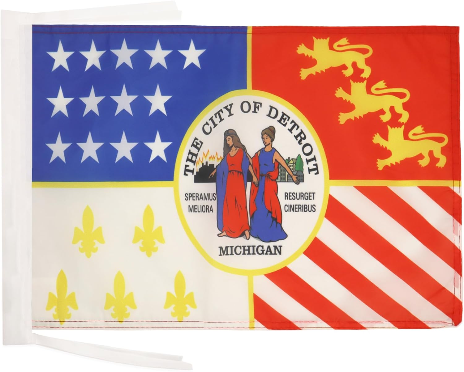 Amazon.com : AZ FLAG City of Detroit Flag 18'' x 12'' cords - Detroit ...