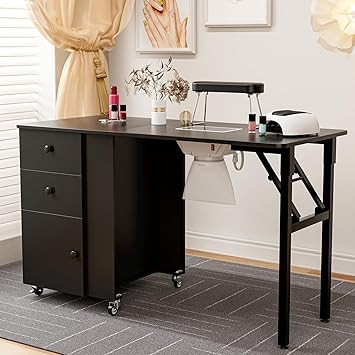 Amazon.com: Belandi Foldable Manicure Table Nail Table,Folding Nail ...