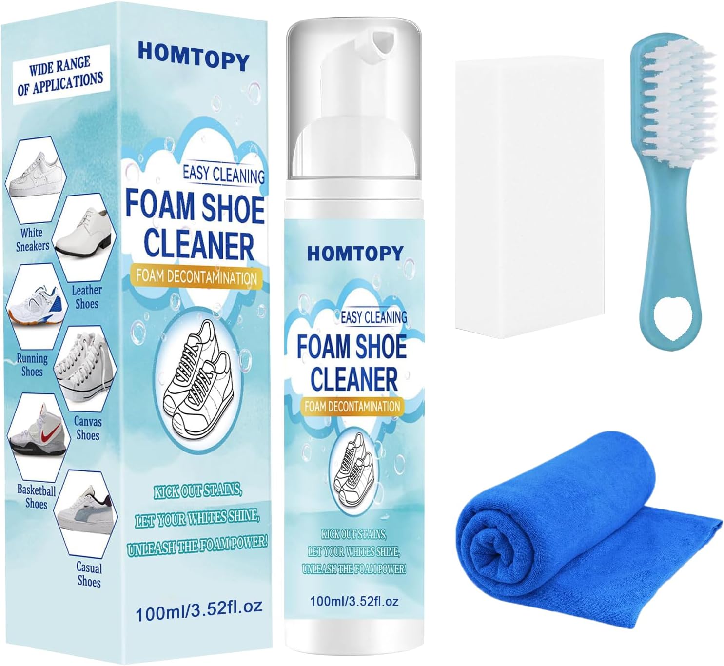 Limpiador de calzado para tenis, Blanqueador y Espuma lavado en seco, con 1 botella de Espuma de ...