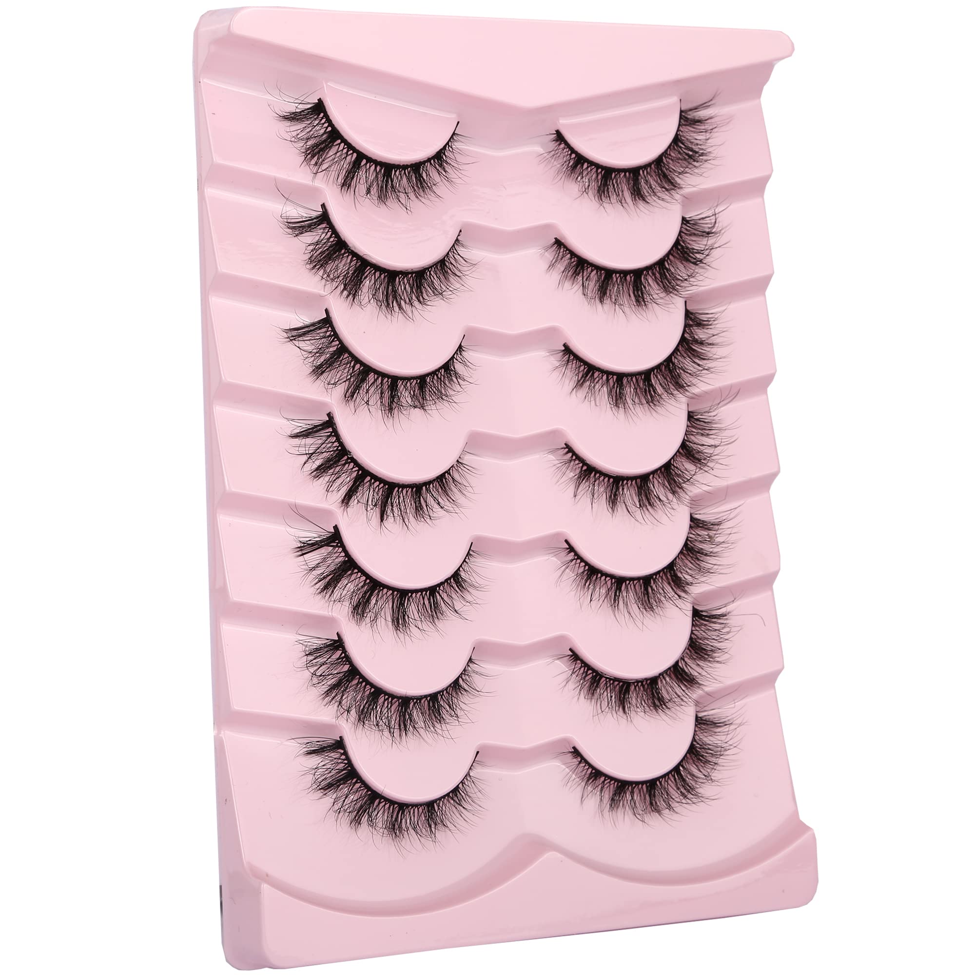 False Eyelashes Cat Eye Natural Look Fluffy Faux Mink Lashes 3D Wispy ...