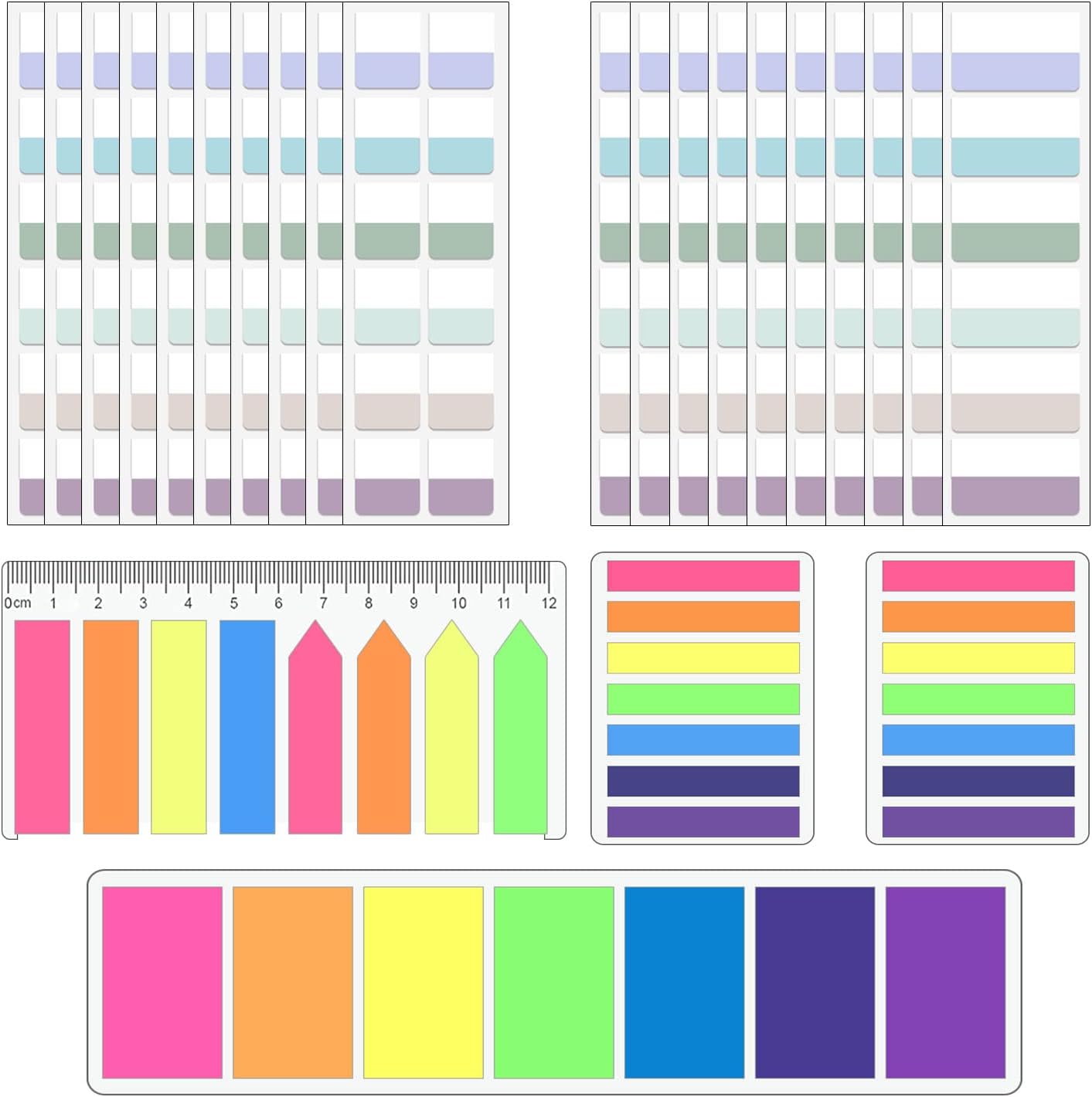 TSHAOUN 760 Pcs Index Tabs with Ruler, Sticky Notes Flags Colored ...