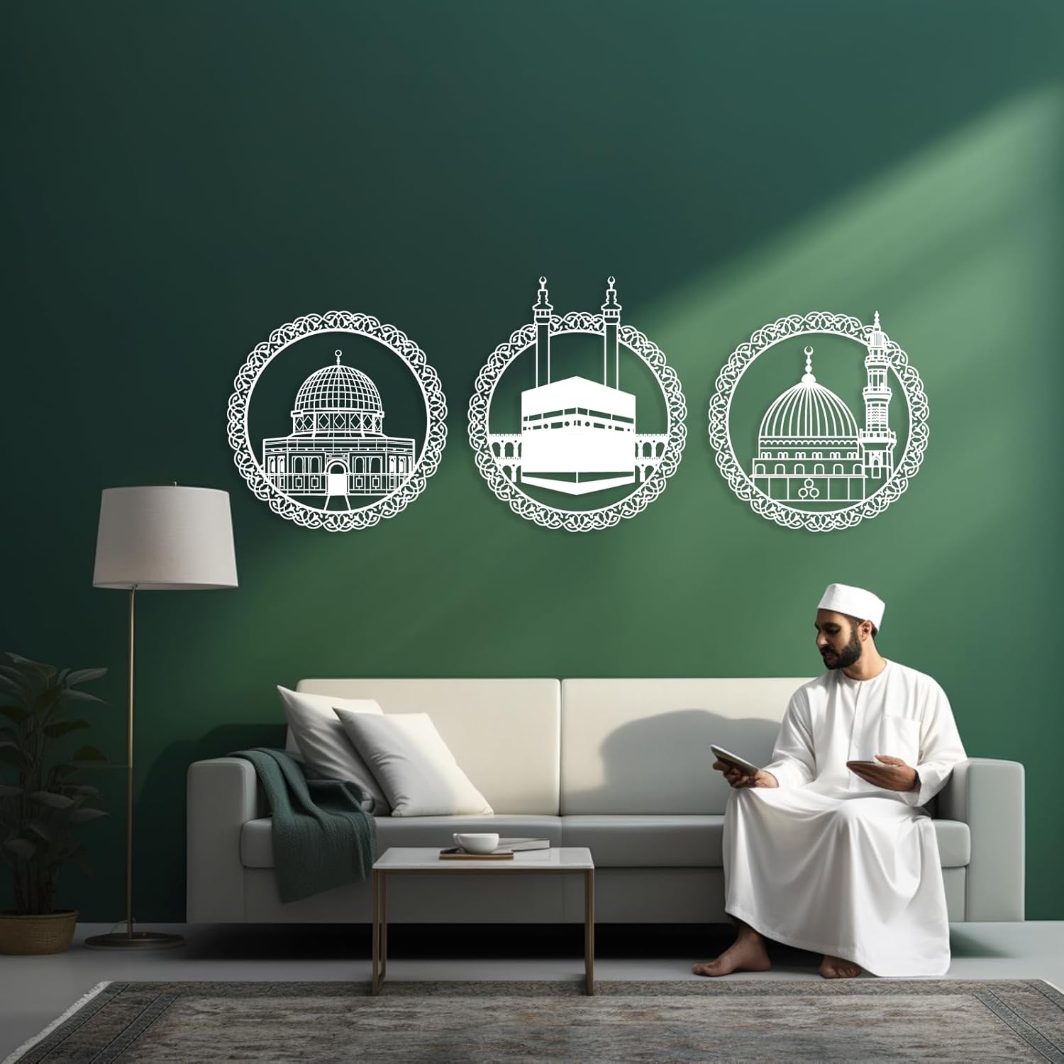 Amazon.com: 3 Pcs Quran Islamic Wall Art For Living Room Masjid Al ...