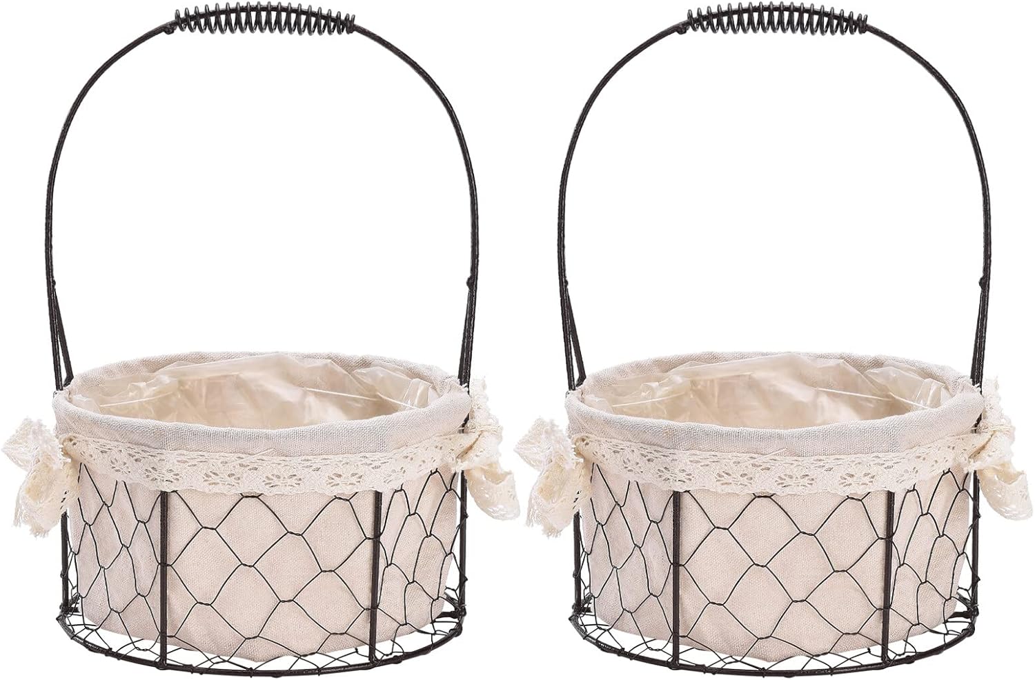 Amazon.com: RXMORI 2PCS Rustic Flower Girl Baskets,Metal Wire Storage ...