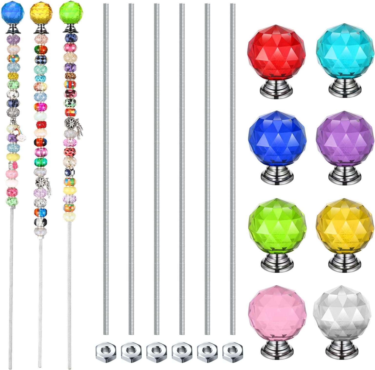 Amazon.com : Pelopy Pack of 8 DIY Fairy Garden Beaded Stakes Wands Kit ...