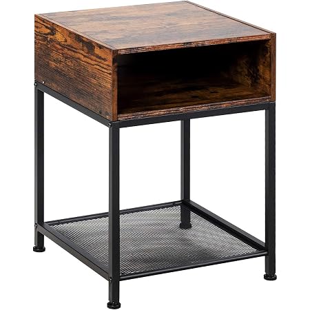 Amazon.com: Giantex End Table Industrial W/Open Compartment, Mesh Shelf ...