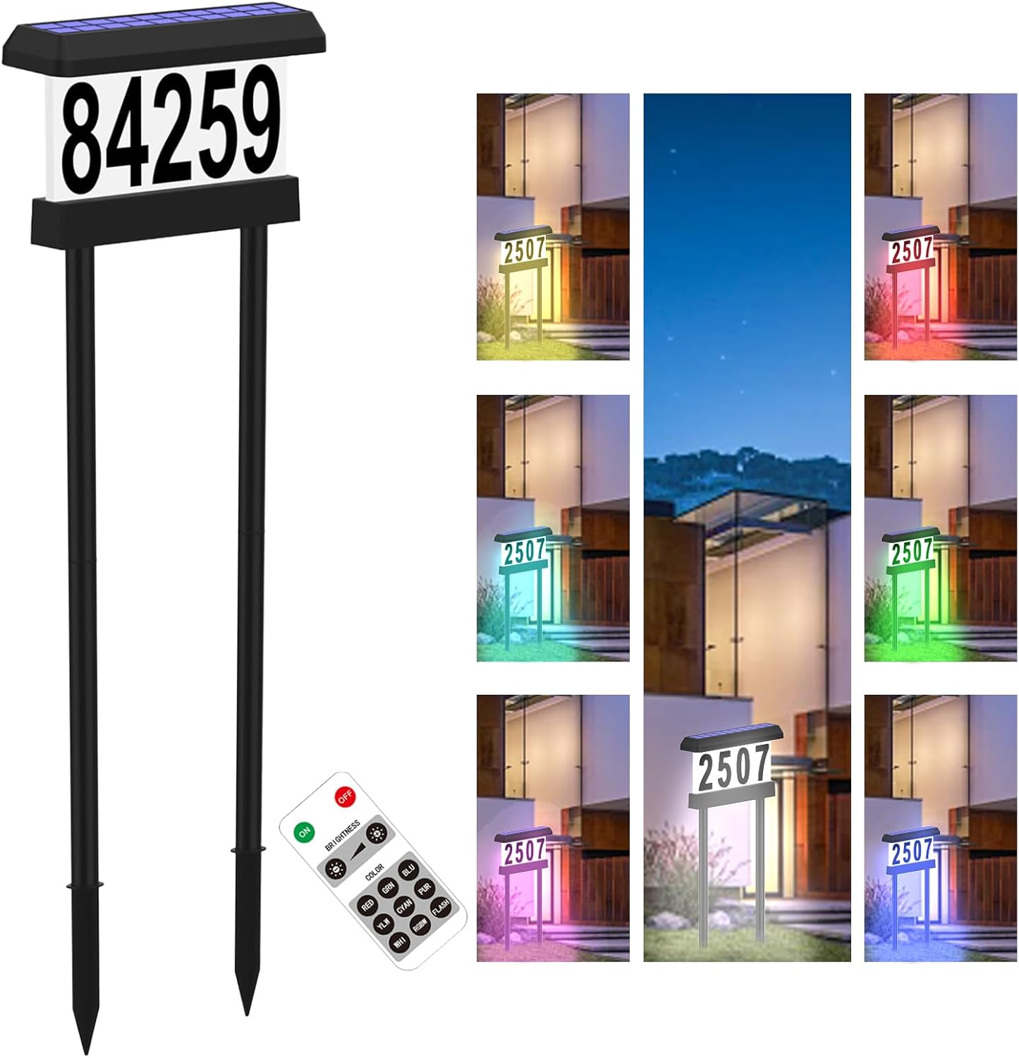 Amazon.com: IVWVI Double Side Solar Address Numbers, Lighted House ...