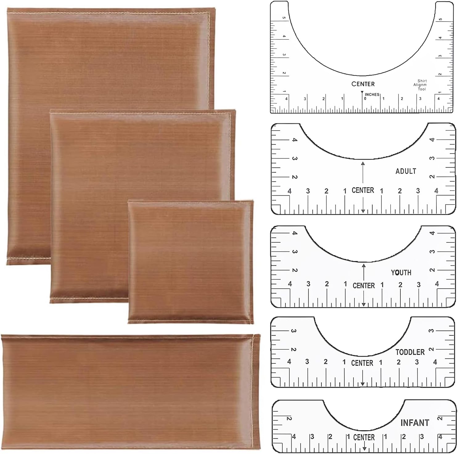 Amazon.com: 9 Pack Heat Press Pillow Mat Kits - 4 Size Teflon Heat ...