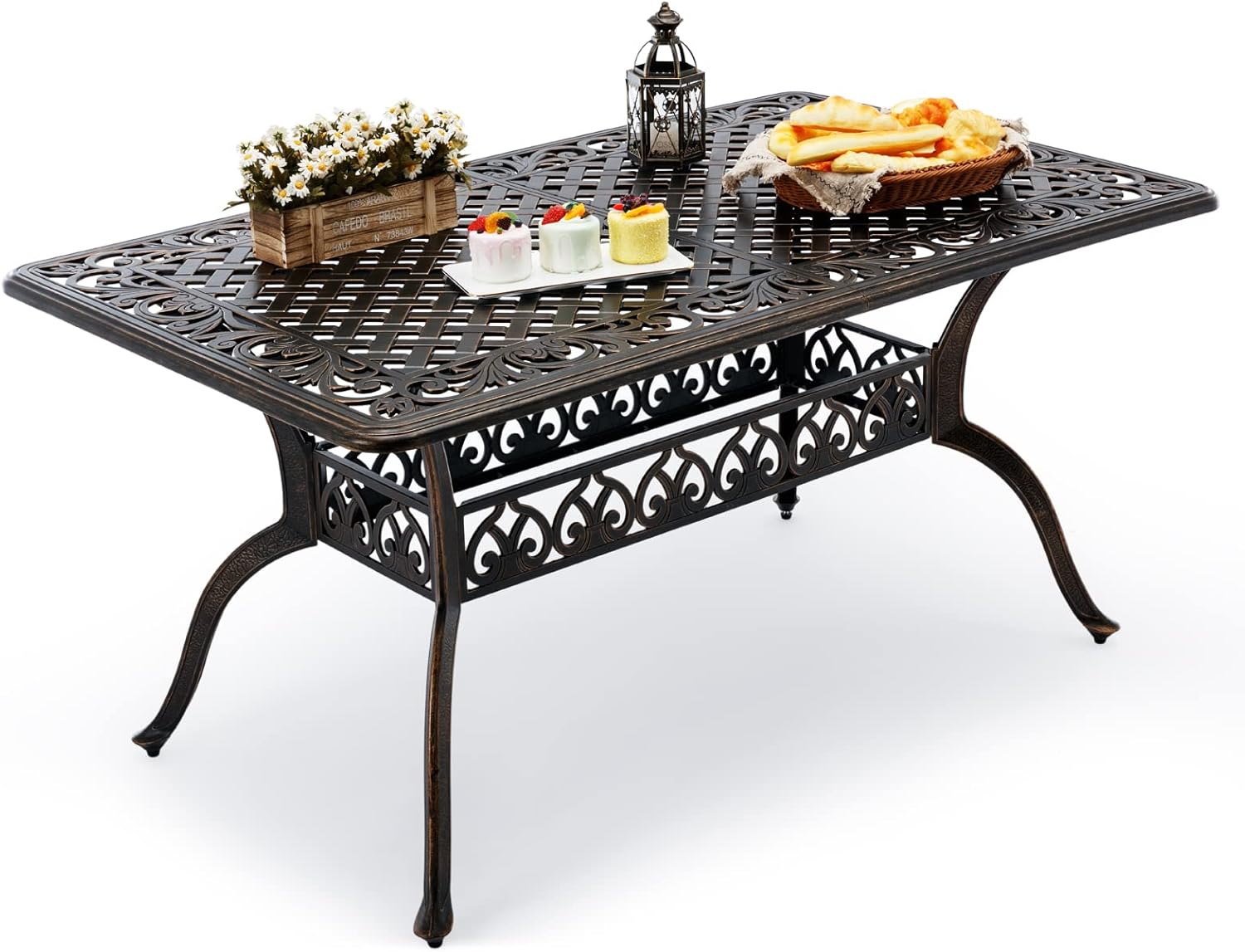 Amazon.com : Attliahome Outdoor Patio Dining Table - All-Weather Cast ...