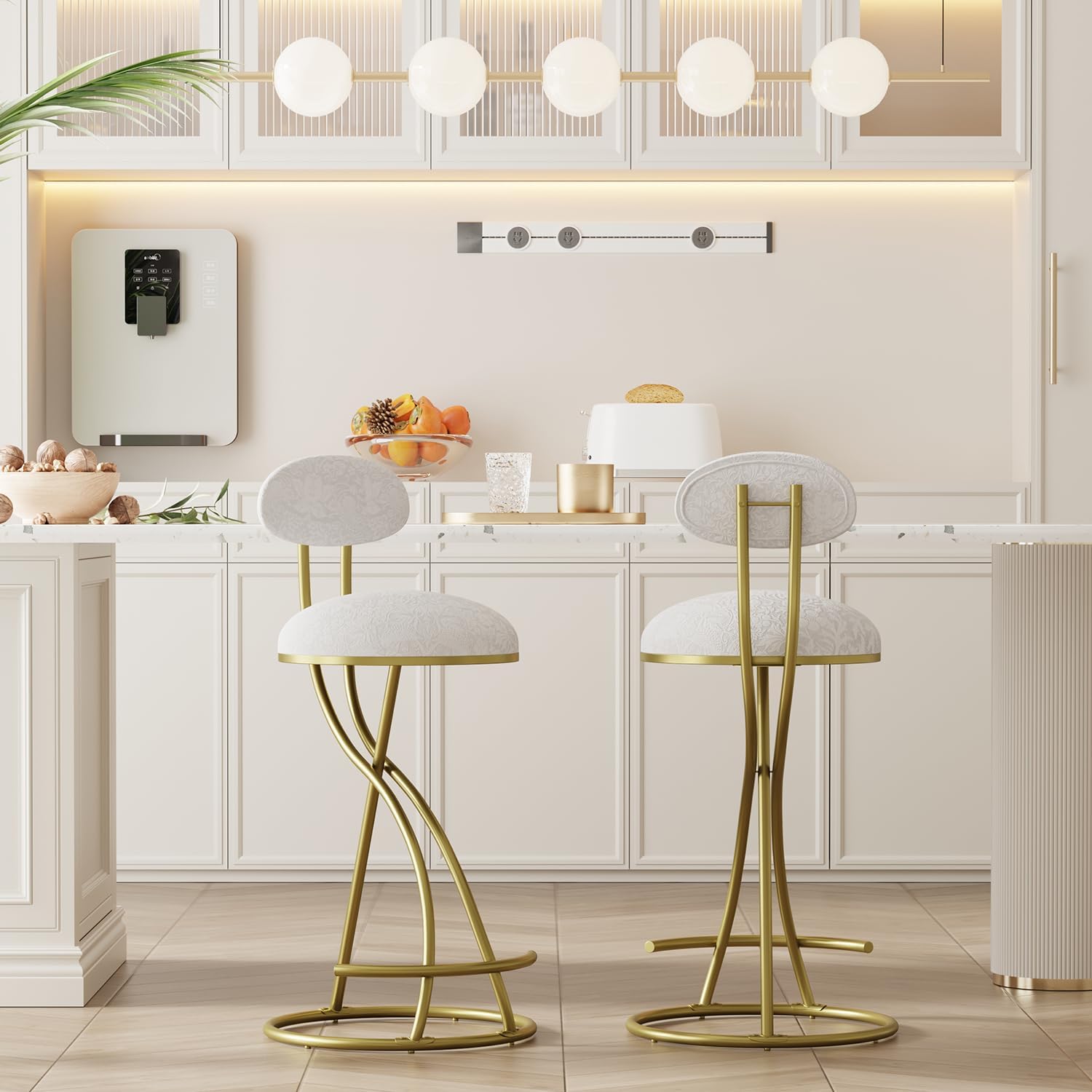 Amazon.com: White Bar Stools Set of 4, Counter Height Bar Stools with ...