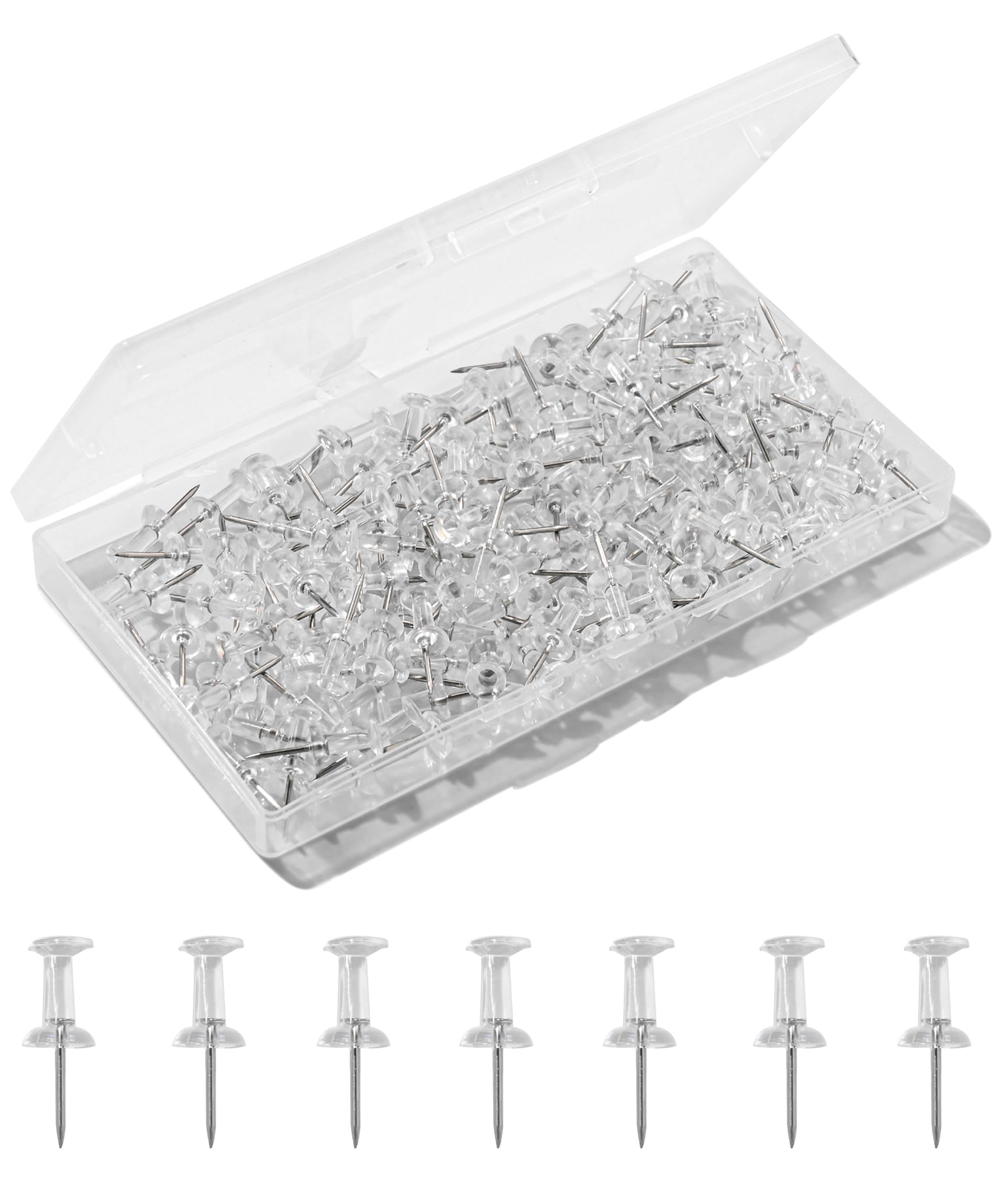Amazon.com: Hudinsun 150 Pcs Clear Push Pins, Standard Thumb Tacks ...