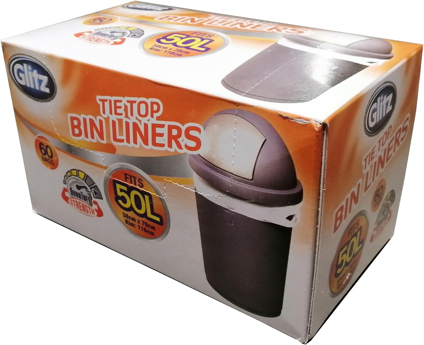 Glitz 50L Large Tie Top Kitchen Bin Liners - 60 Pack : Amazon.com.au: Health, Household ...