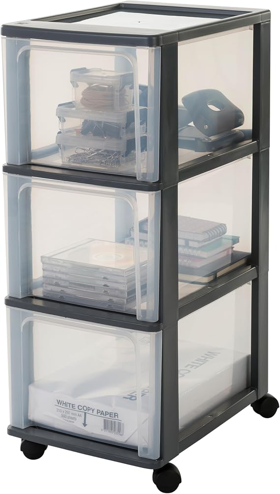 Iris Ohyama, Plastic Drawers Storage Unit, Plastic Storage Drawers, A4 ...
