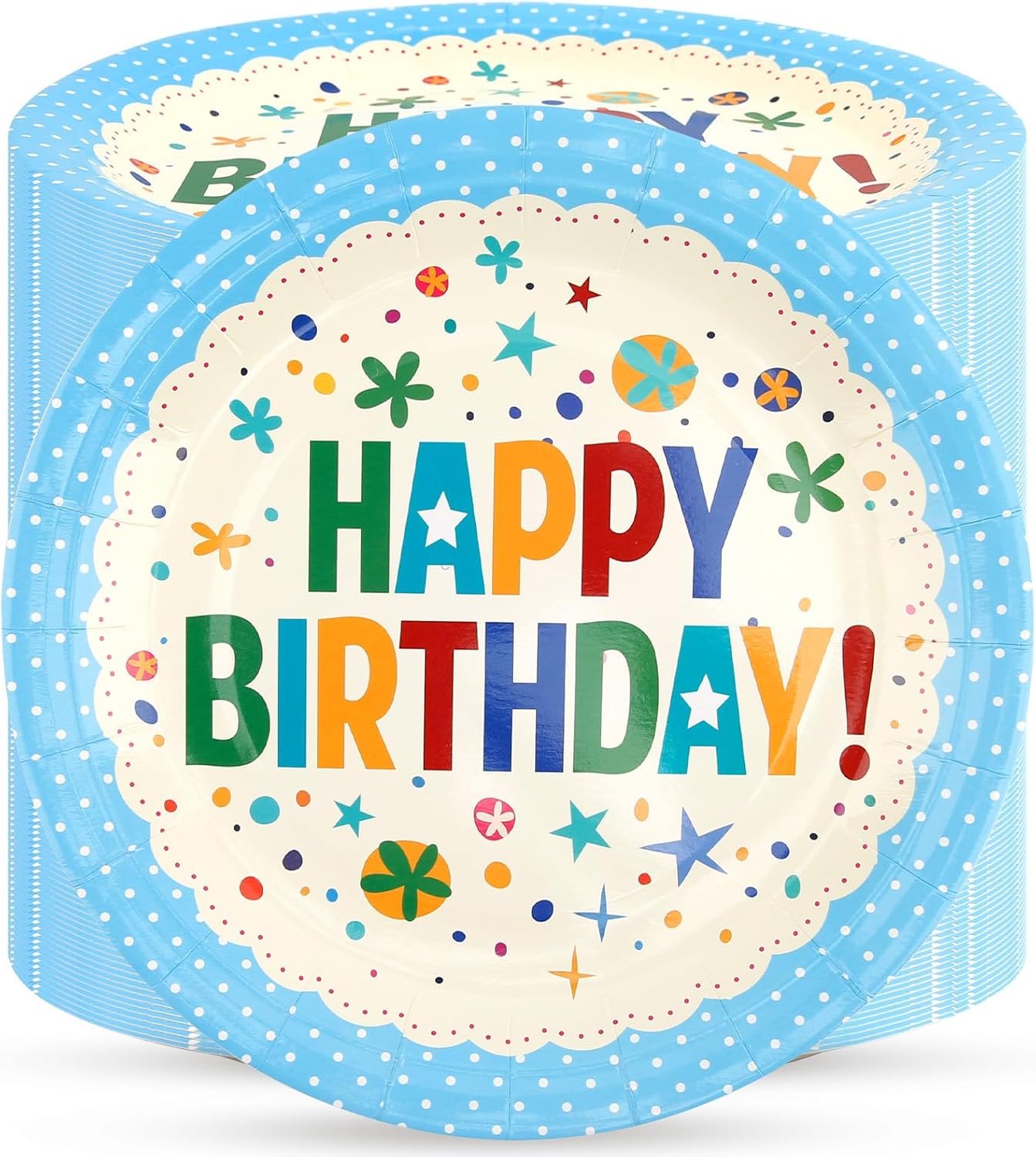 Amazon.com: VXYW 50 Count Disposable Paper Plates, 9 inches Happy ...