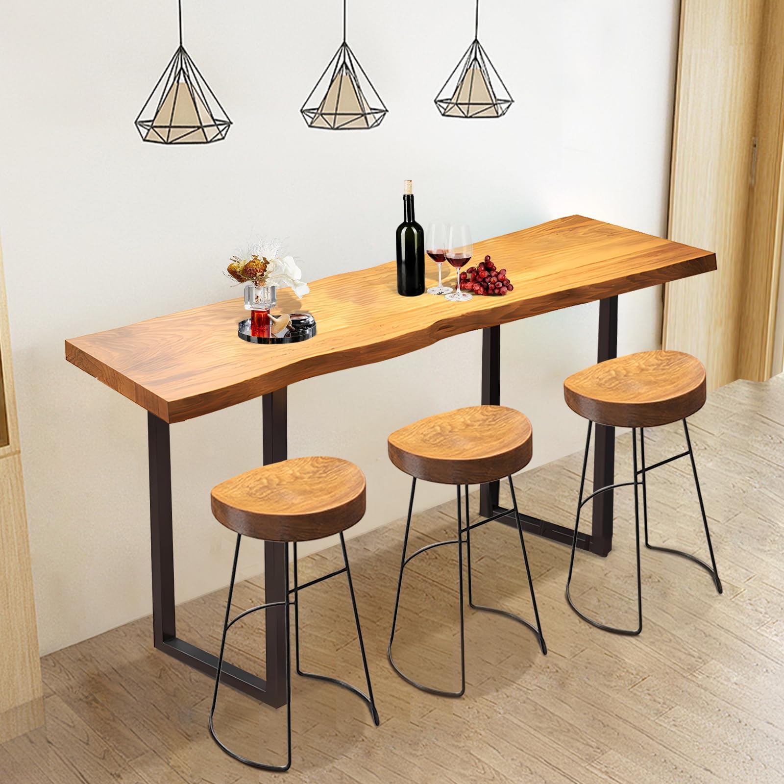 Amazon.com: Generic Bar Table,Bar Height Pub Table with Sturdy Metal ...