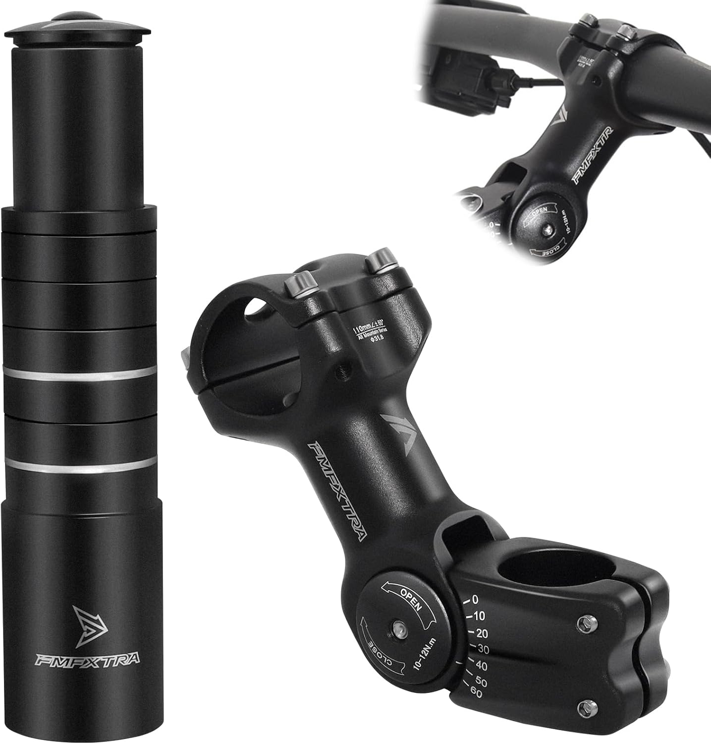 Amazon.com : Bike Stem Riser & Adjustable MTB Stem, 31.8mm Bike Stem ...