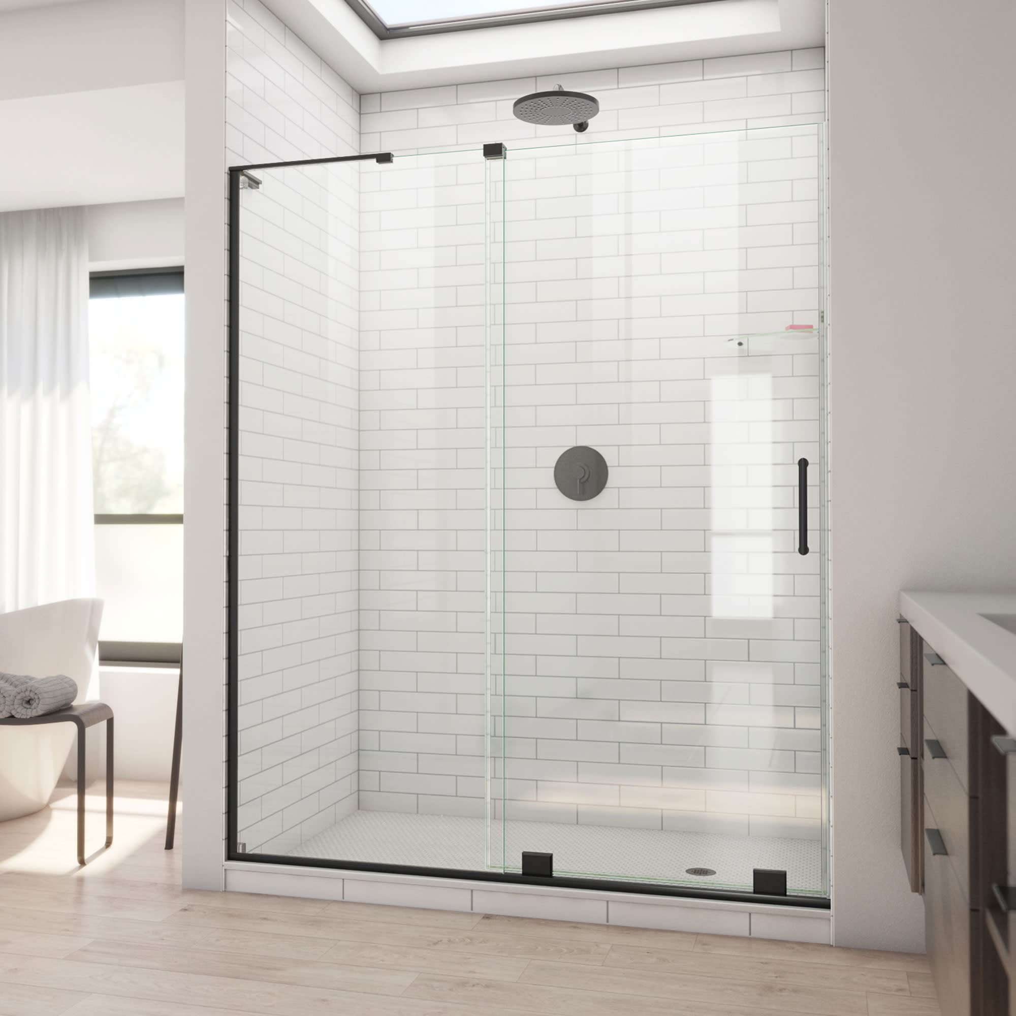 DreamLine Mirage-X 56-60 in. W x 72 in. H Frameless Sliding Shower Door in Matte Black - Amazon.com
