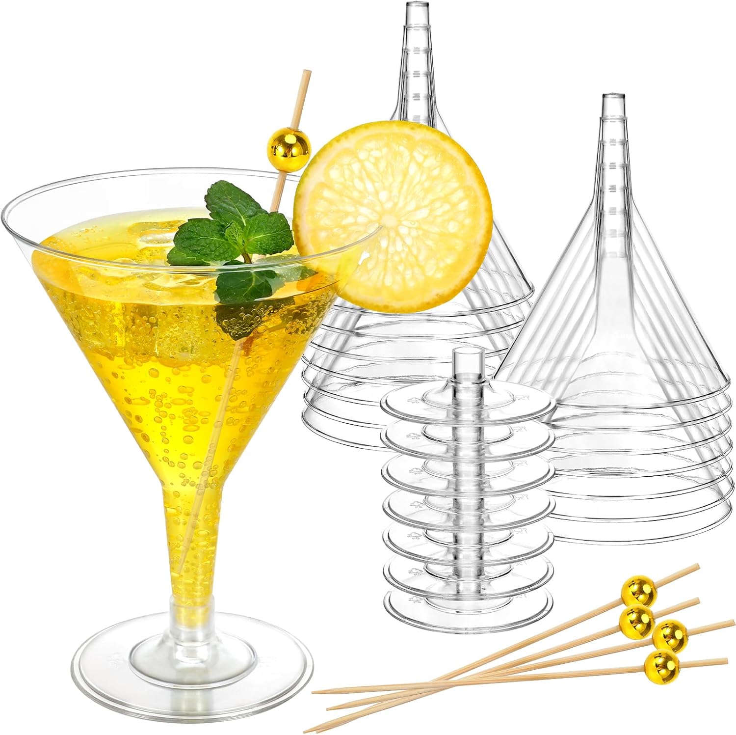 Amazon.com | HawHawToys 30 Pack Plastic Martini Glasses, 6.7 oz Clear ...