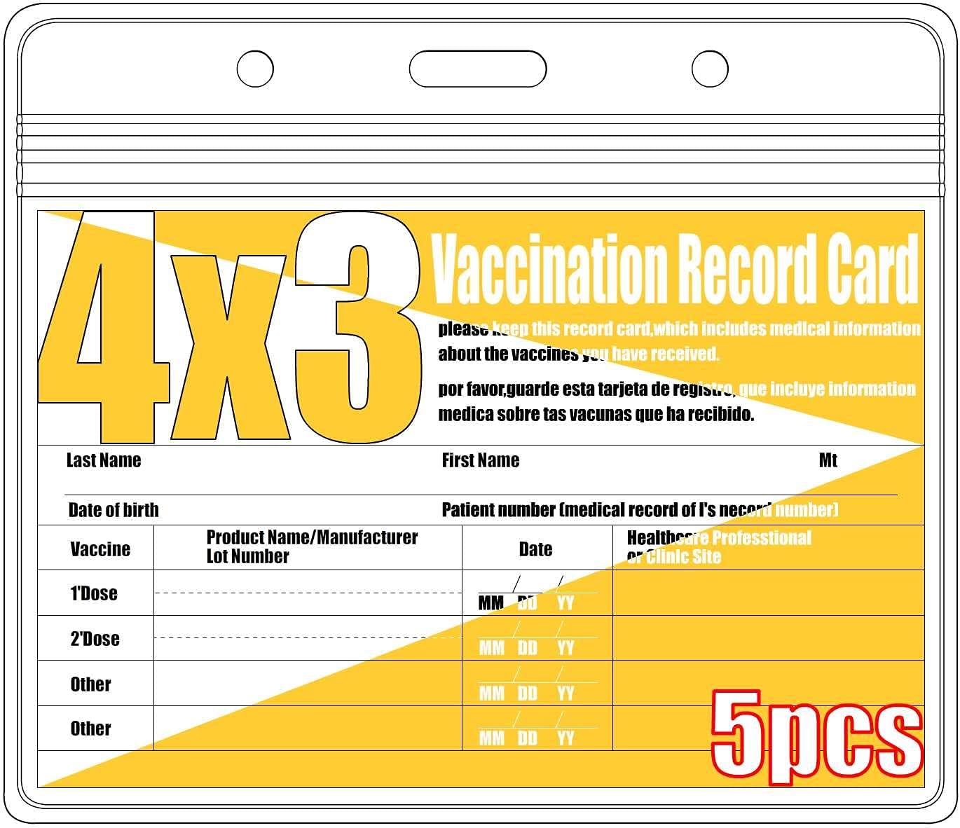 5 Pack - CDC Vaccination Card Protector 4 X 3 Inches for Immunization ...