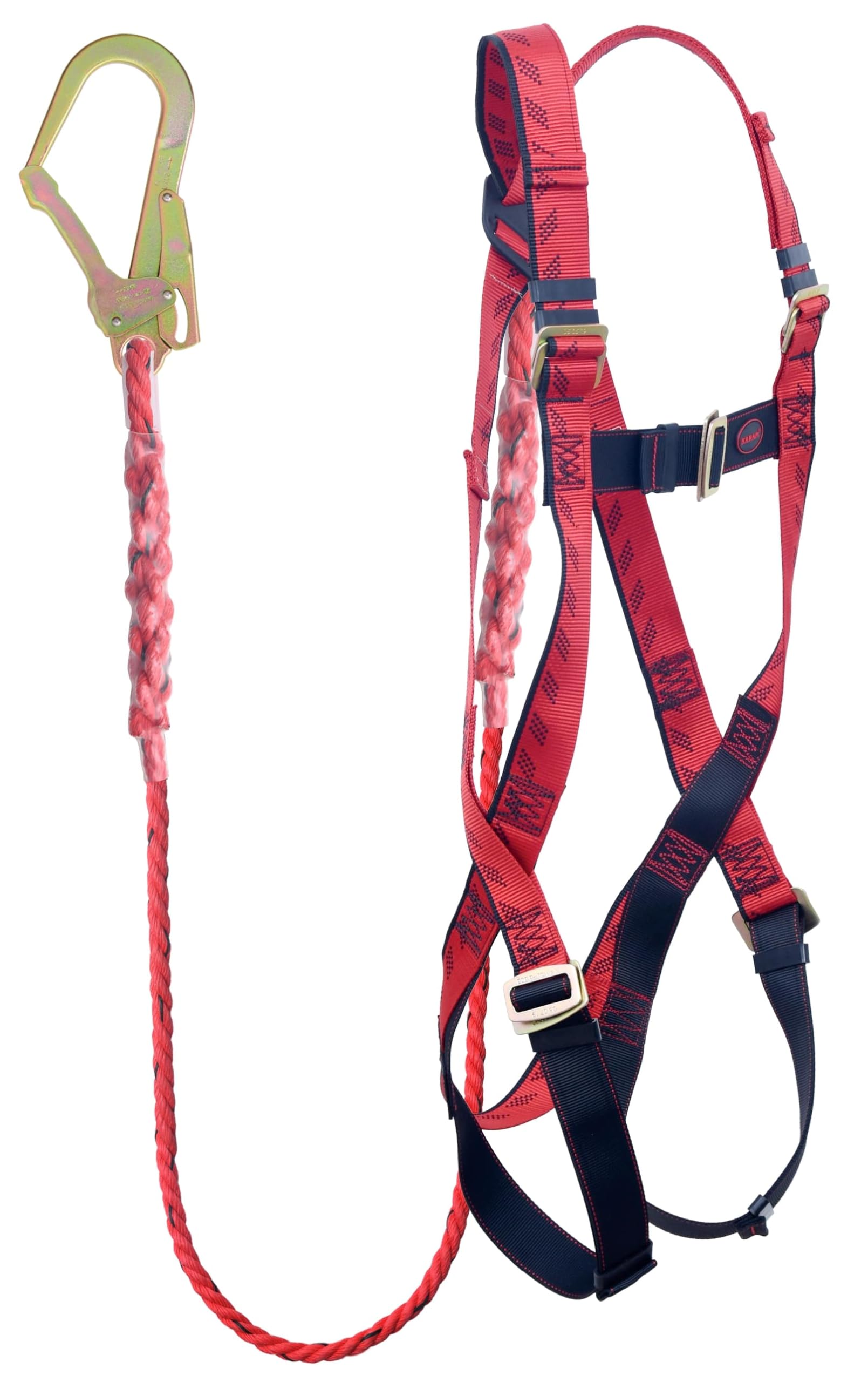 Karam Full Body Safety Harness (Class A) With 2 Mtr. Lanyard with Hook ...