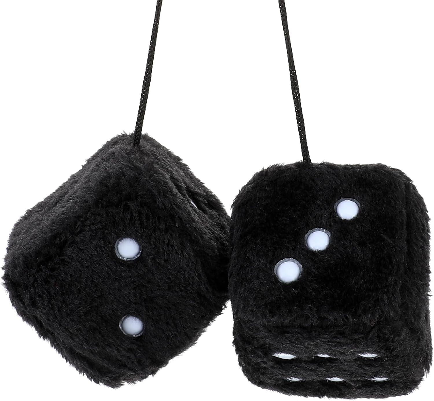 Amazon.com: Pair 3” Black Fuzzy Plush Dice, Retro Square Car Dice with ...