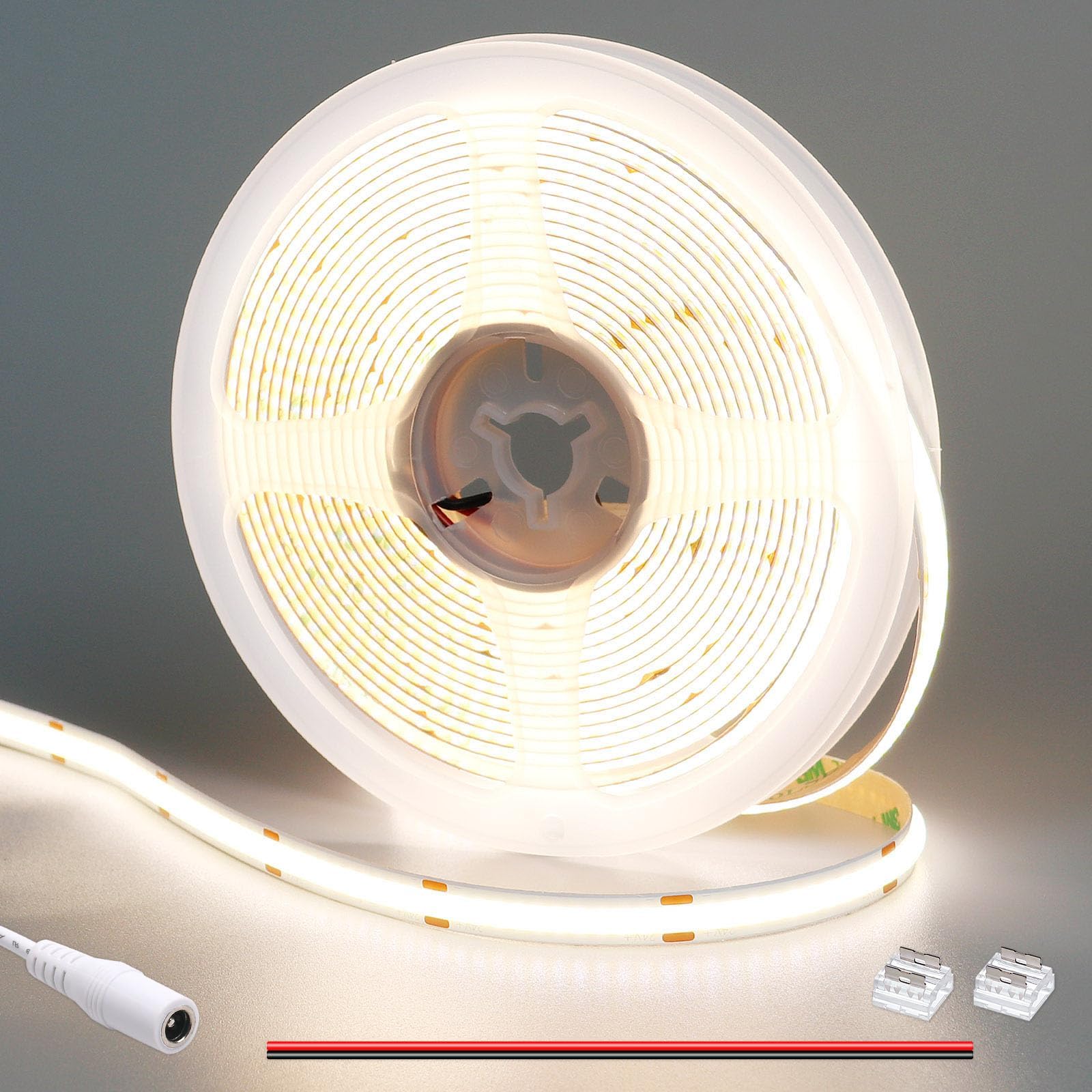 GOMING 24V COB LED Streifen Natürliches Weiß 4000K 5M LED Strip 312LED/M LED Band Selbstklebend ...