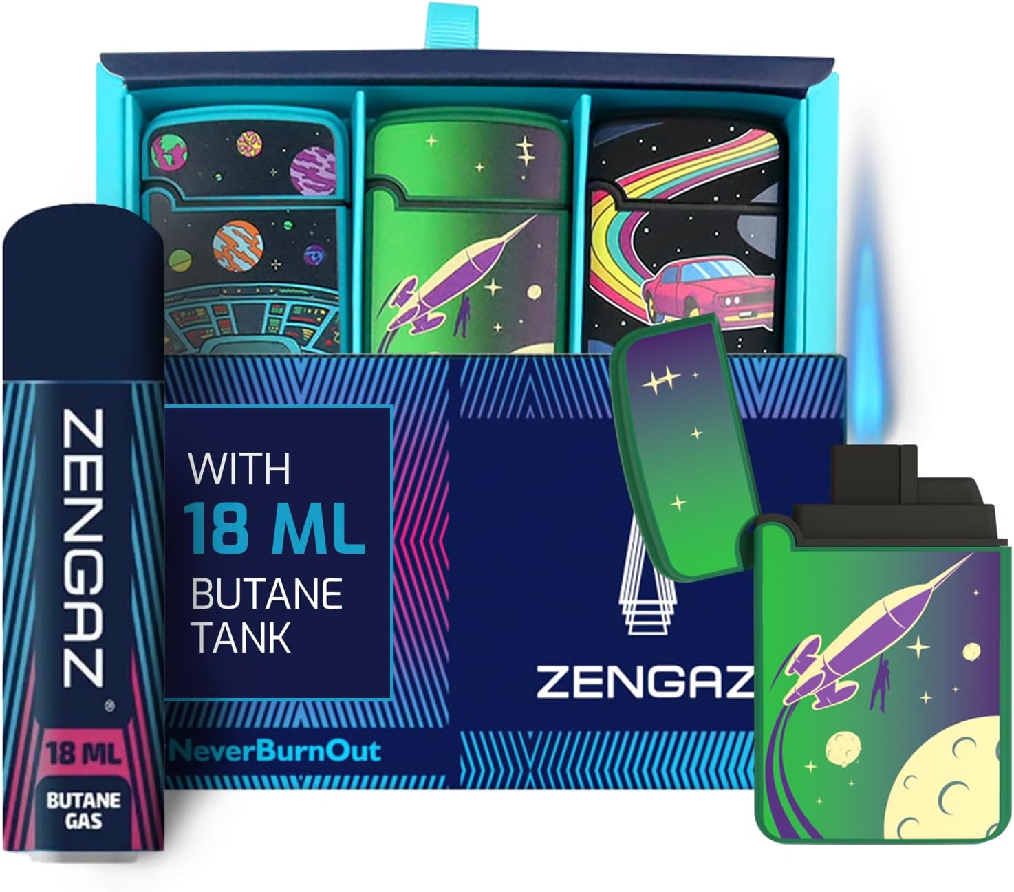 Amazon.com: Zengaz Prefilled 3 Pack Cool Torch Lighters - Refillable ...